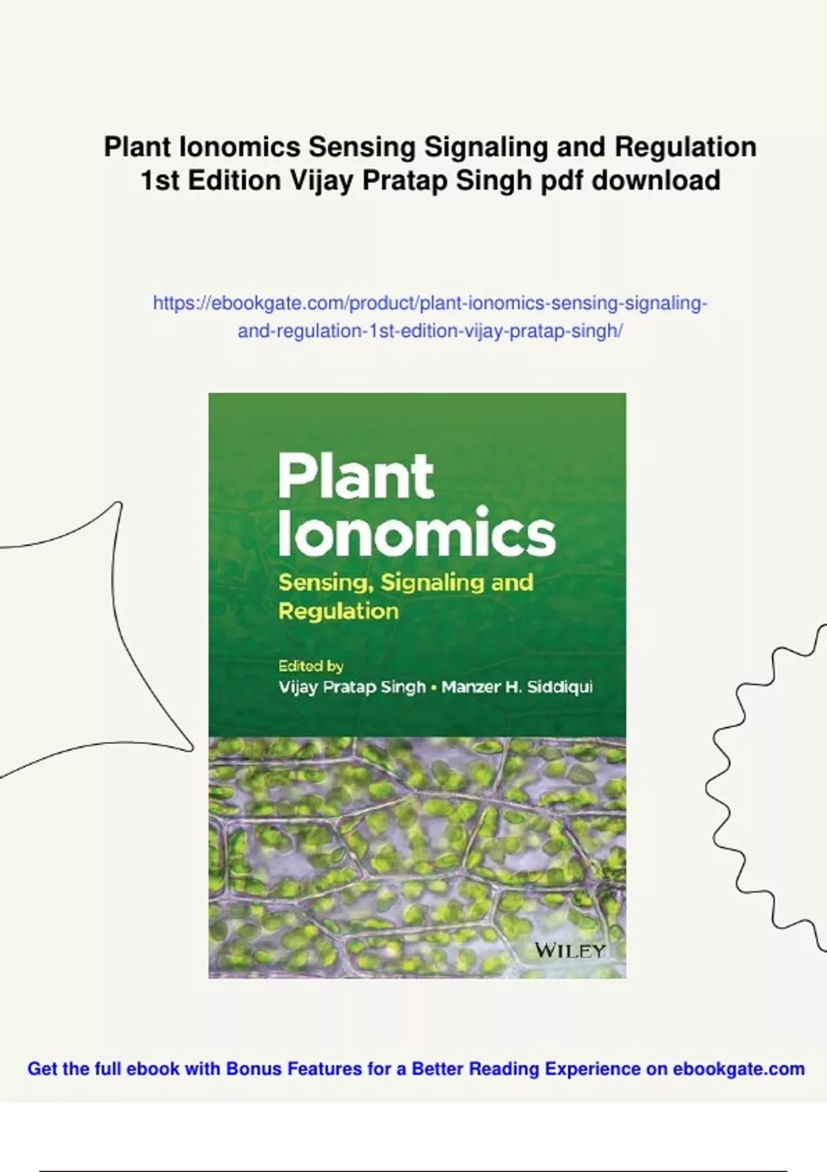 Summary Plant Ionomics Sensing Signaling and Regulation 1st Edition ...