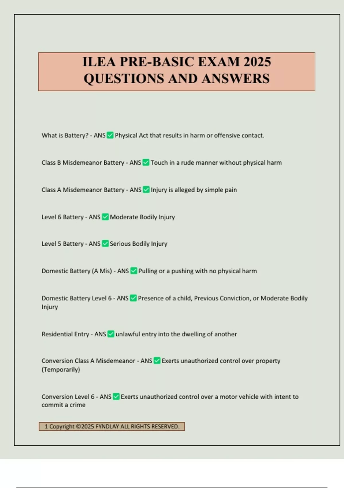 ILEA PRE-BASIC EXAM 2025 QUESTIONS AND ANSWERS - ILEA - Stuvia US