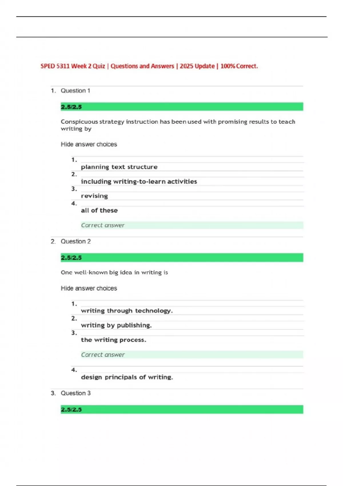 SPED 5311 Week 2 Quiz | Questions and Answers | 2025 Update | 100% ...