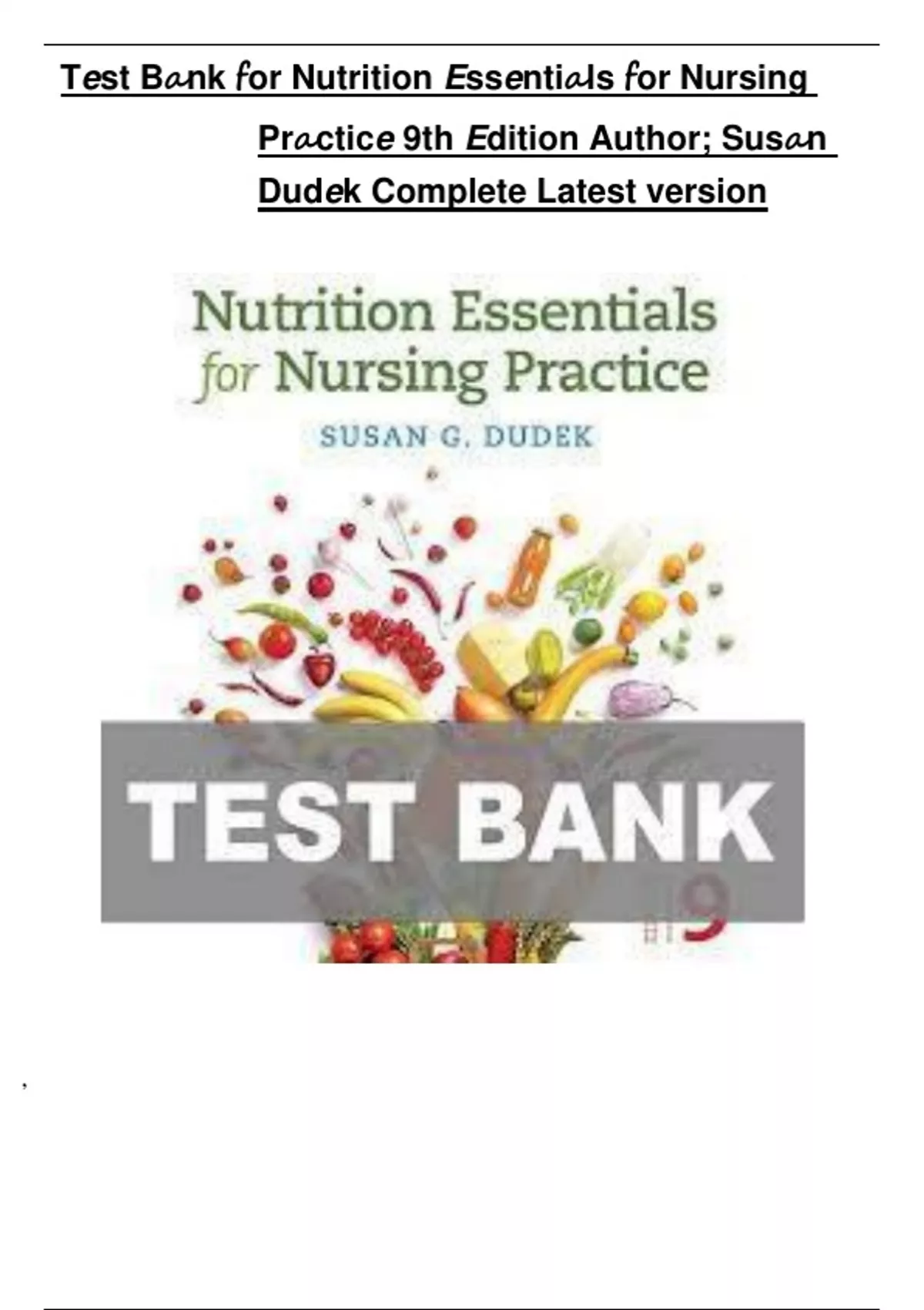 Test Bank for Nutrition Essentials for Nursing Practice 9th Edition ...