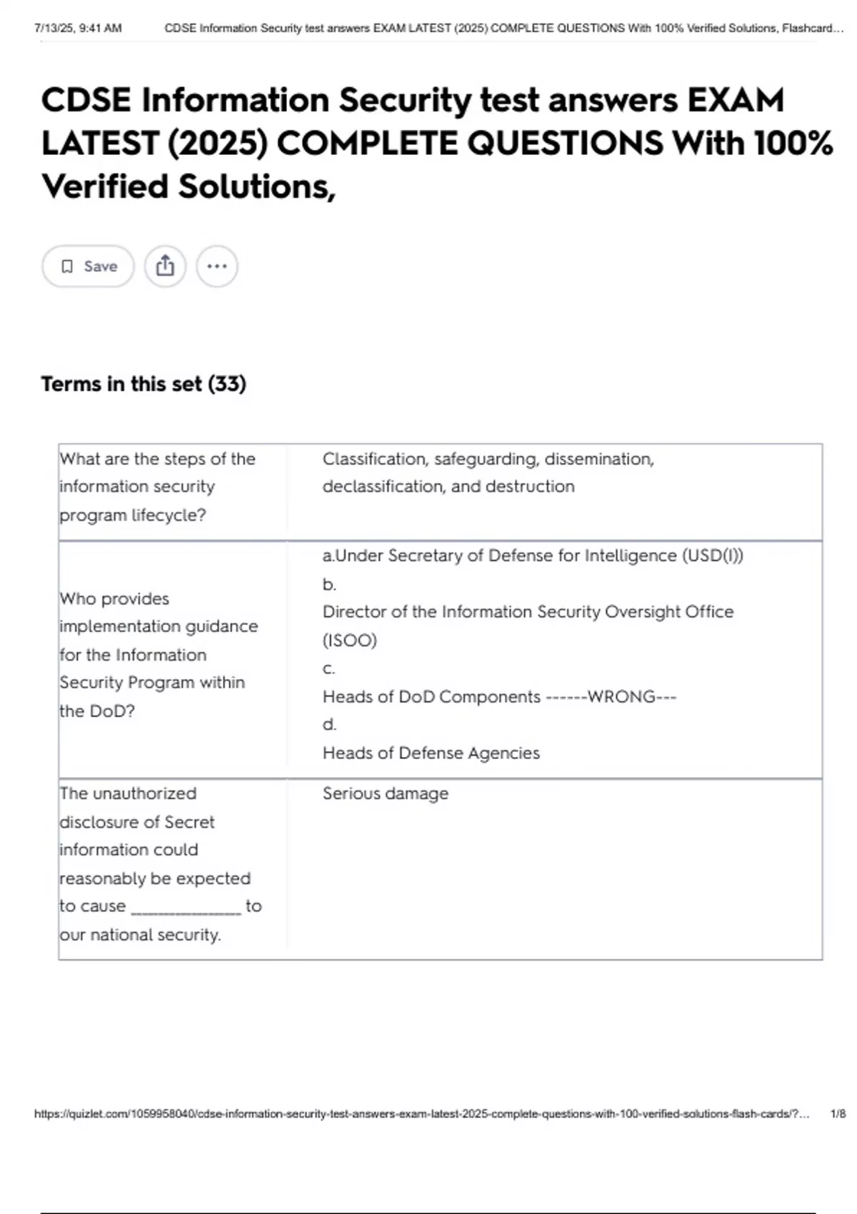 CDSE Information Security test answers EXAM LATEST (2025) COMPLETE ...