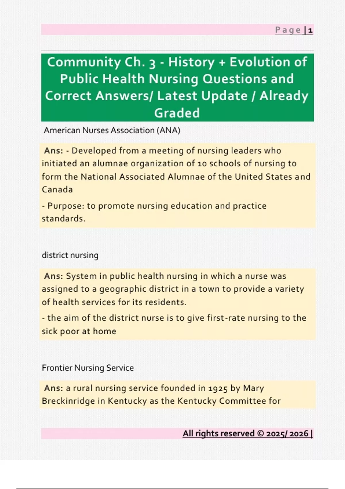 Community Ch. 3 - History + Evolution of Public Health Nursing ...