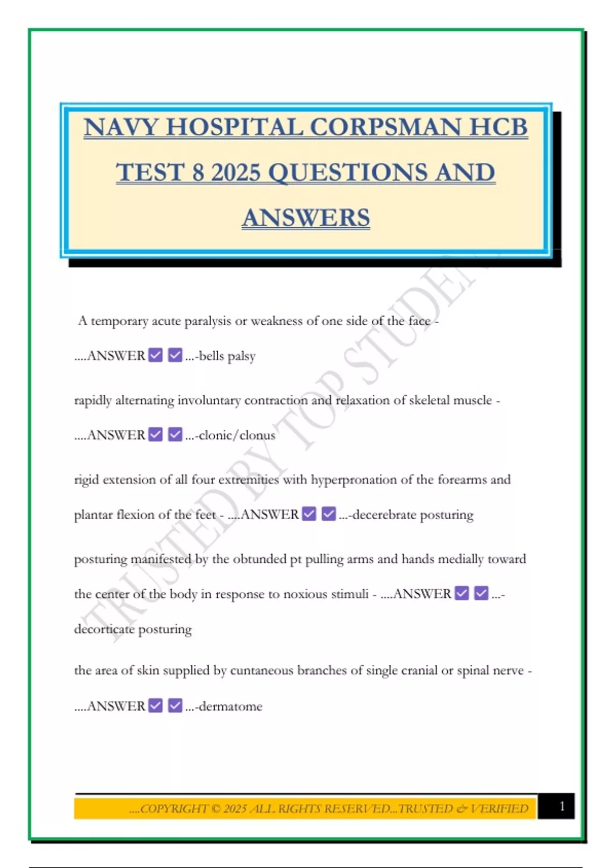 NAVY HOSPITAL CORPSMAN HCB TEST 8 2025 QUESTIONS AND ANSWERS - Hcb ...