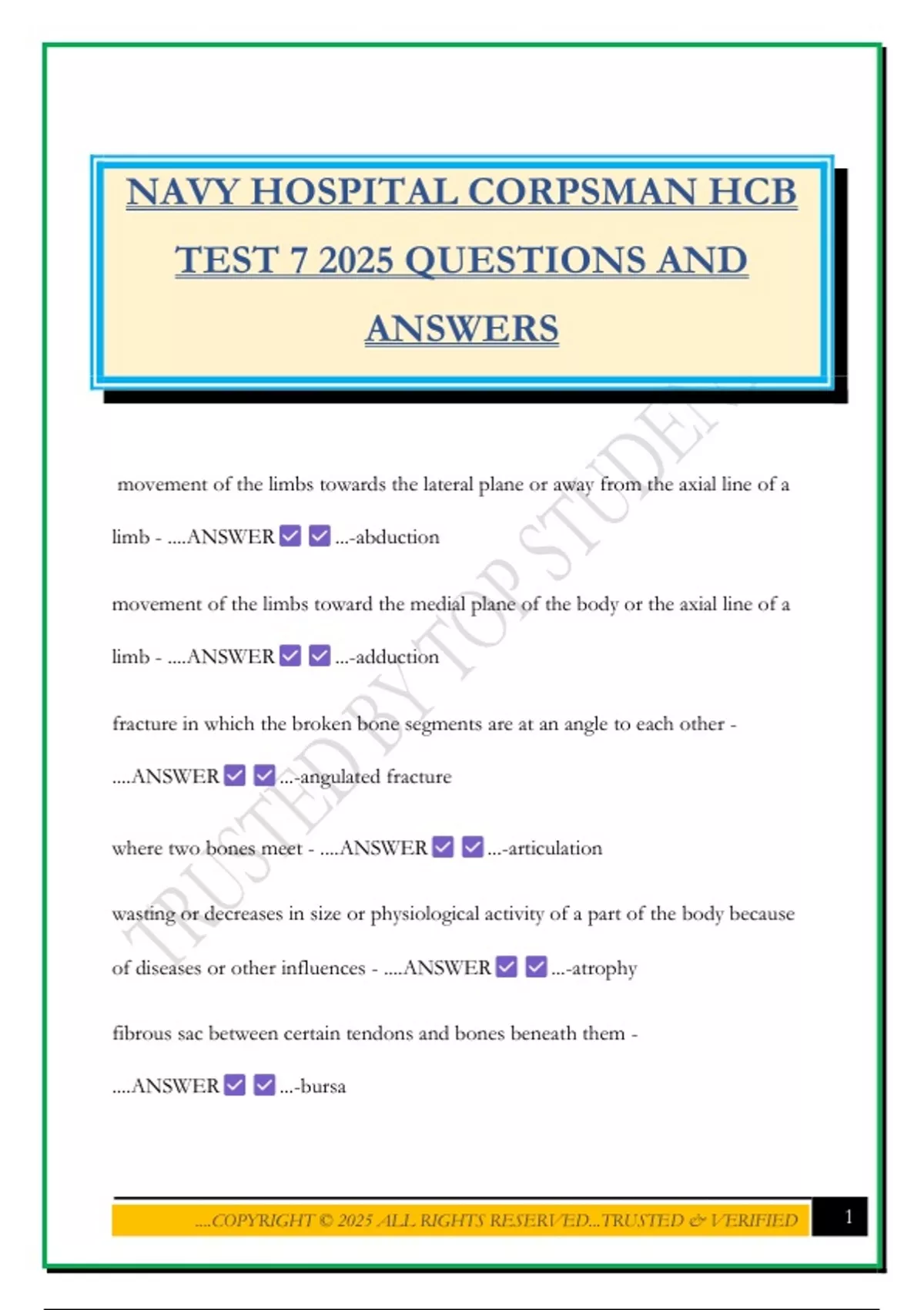 NAVY HOSPITAL CORPSMAN HCB TEST 7 2025 QUESTIONS AND ANSWERS - Hcb ...
