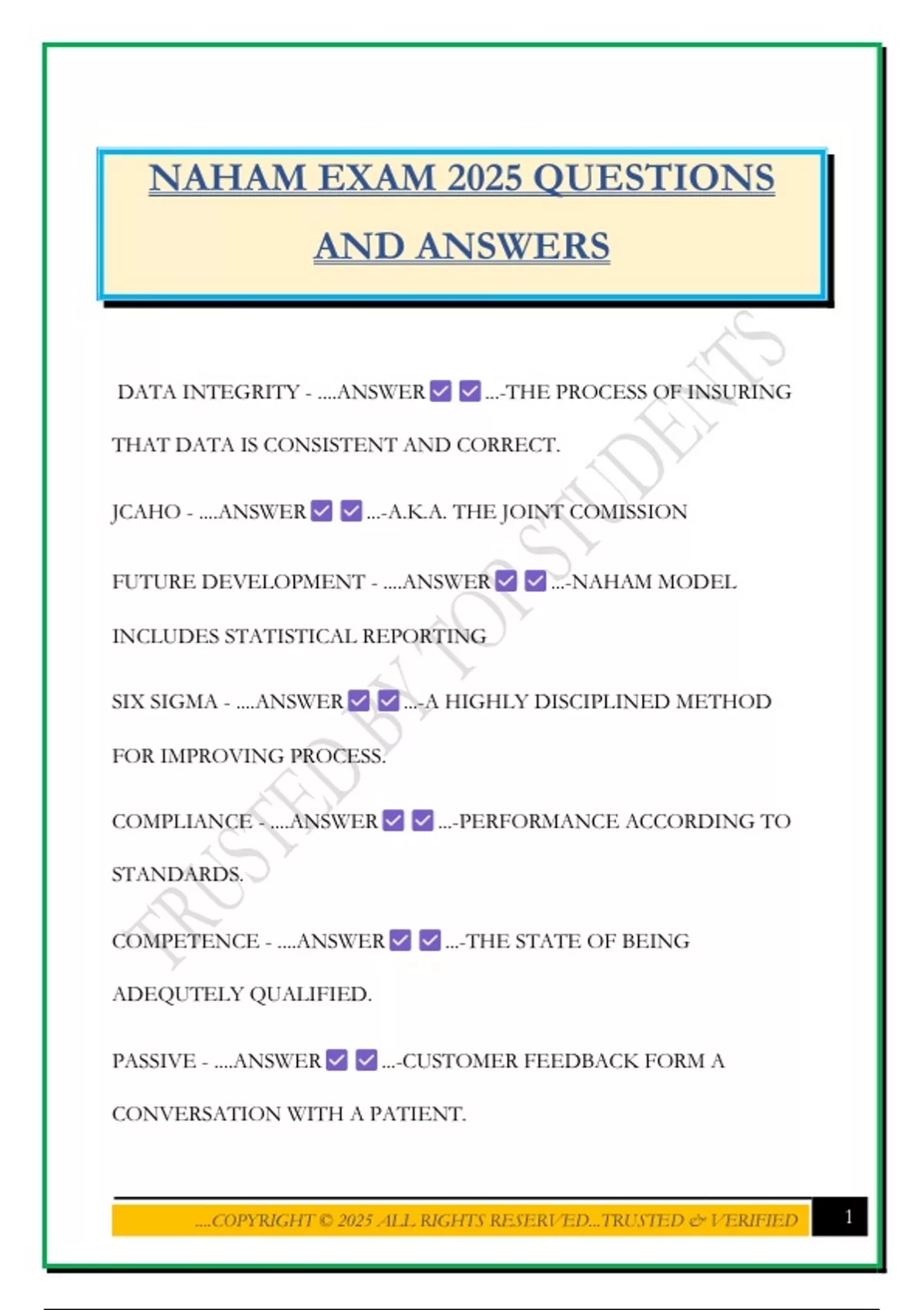NAHAM EXAM 2025 QUESTIONS AND ANSWERS - NAHAM - Stuvia US