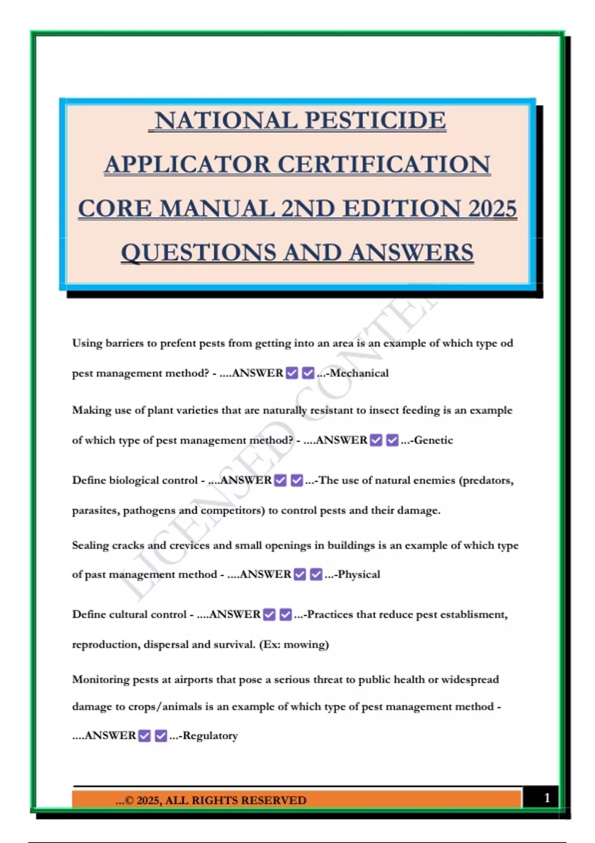 NATIONAL PESTICIDE APPLICATOR CERTIFICATION CORE MANUAL 2ND EDITION ...
