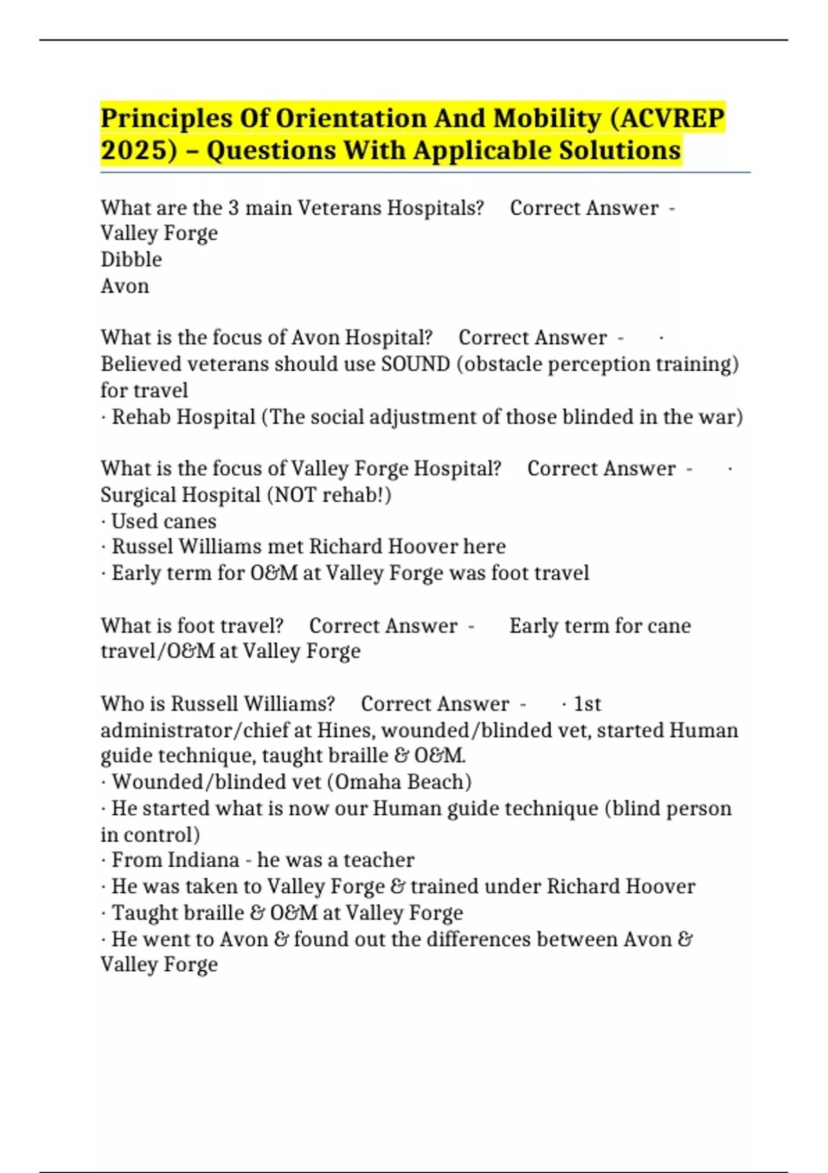 Principles Of Orientation And Mobility (ACVREP 2025) – Questions With ...