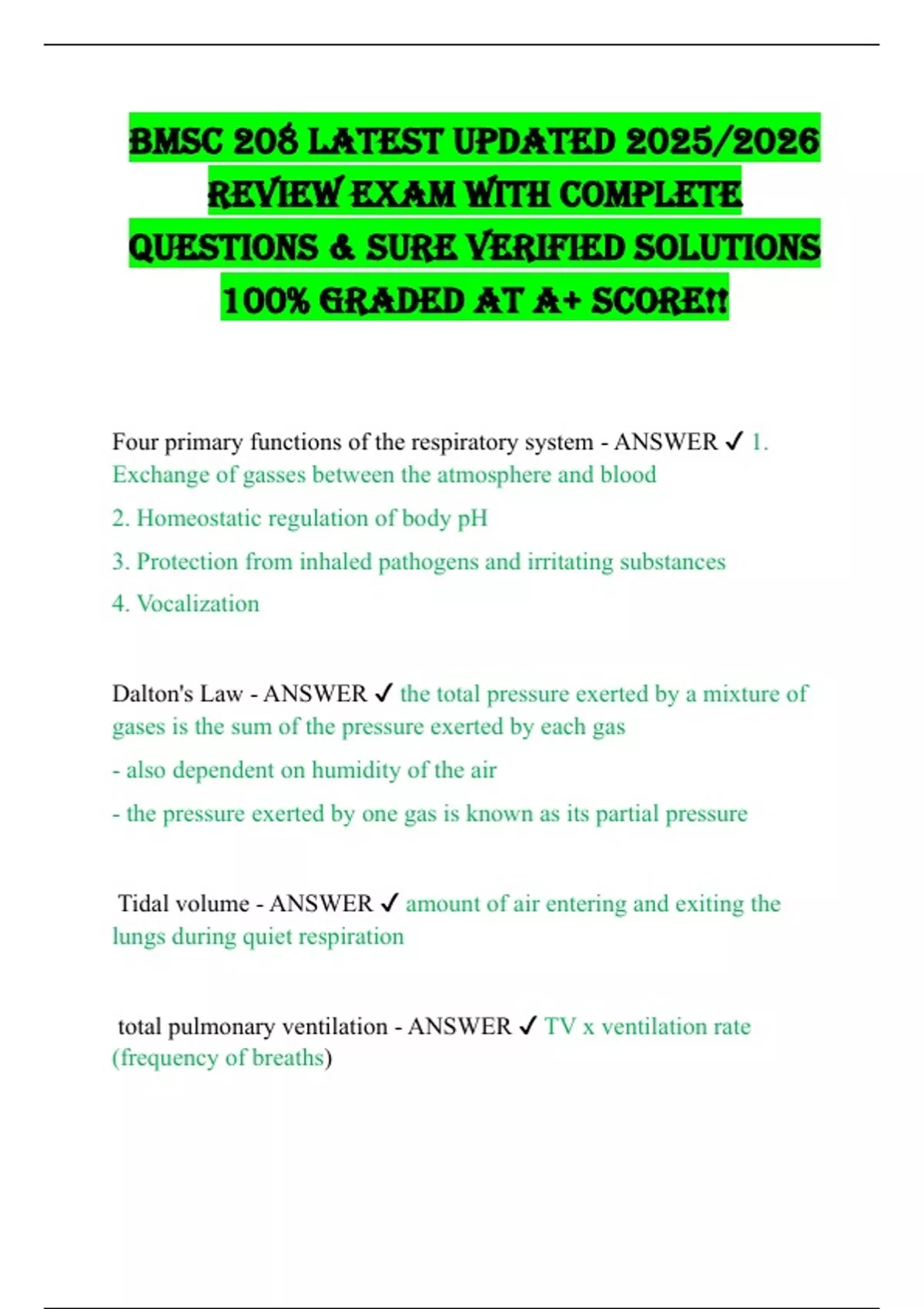 BMSC 208 LATEST UPDATED 2025/2026 REviEw ExAM wiTH COMPLETE QUESTiOnS ...