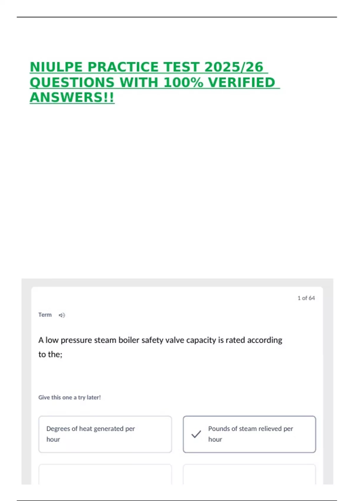 NIULPE PRACTICE TEST 2025/26 QUESTIONS WITH 100% VERIFIED ANSWERS ...