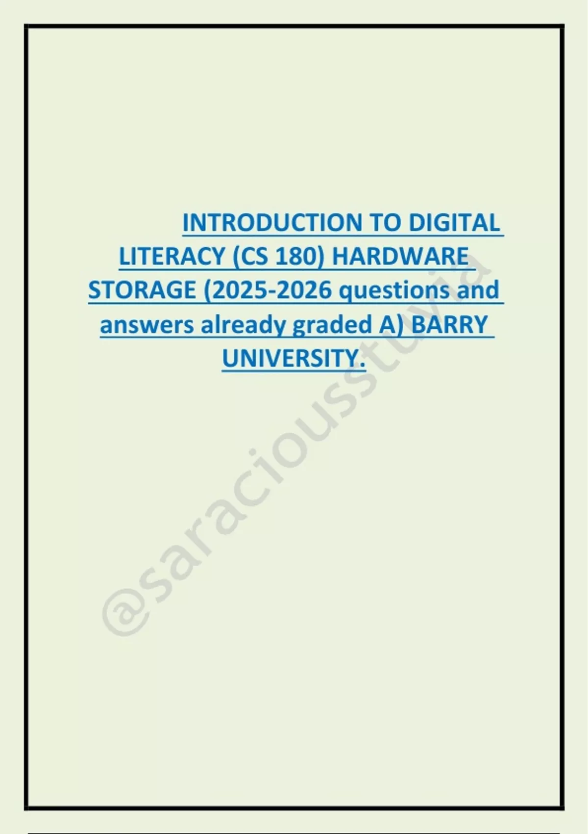 INTRODUCTION TO DIGITAL LITERACY (CS 180) Computer Storage Devices & Cloud Computing – Multiple ...