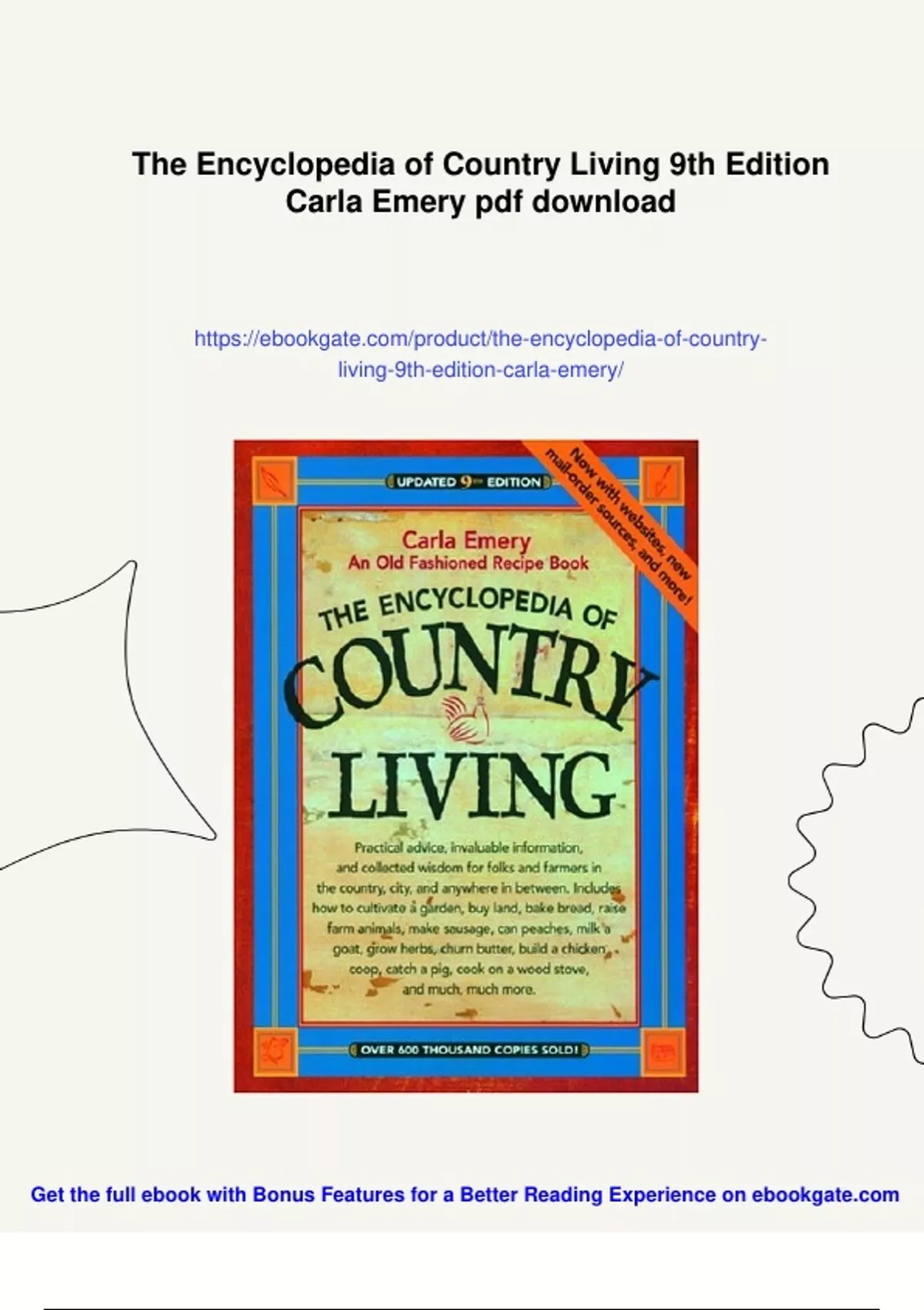 Summary The Encyclopedia of Country Living 9th Edition Carla Emery ...