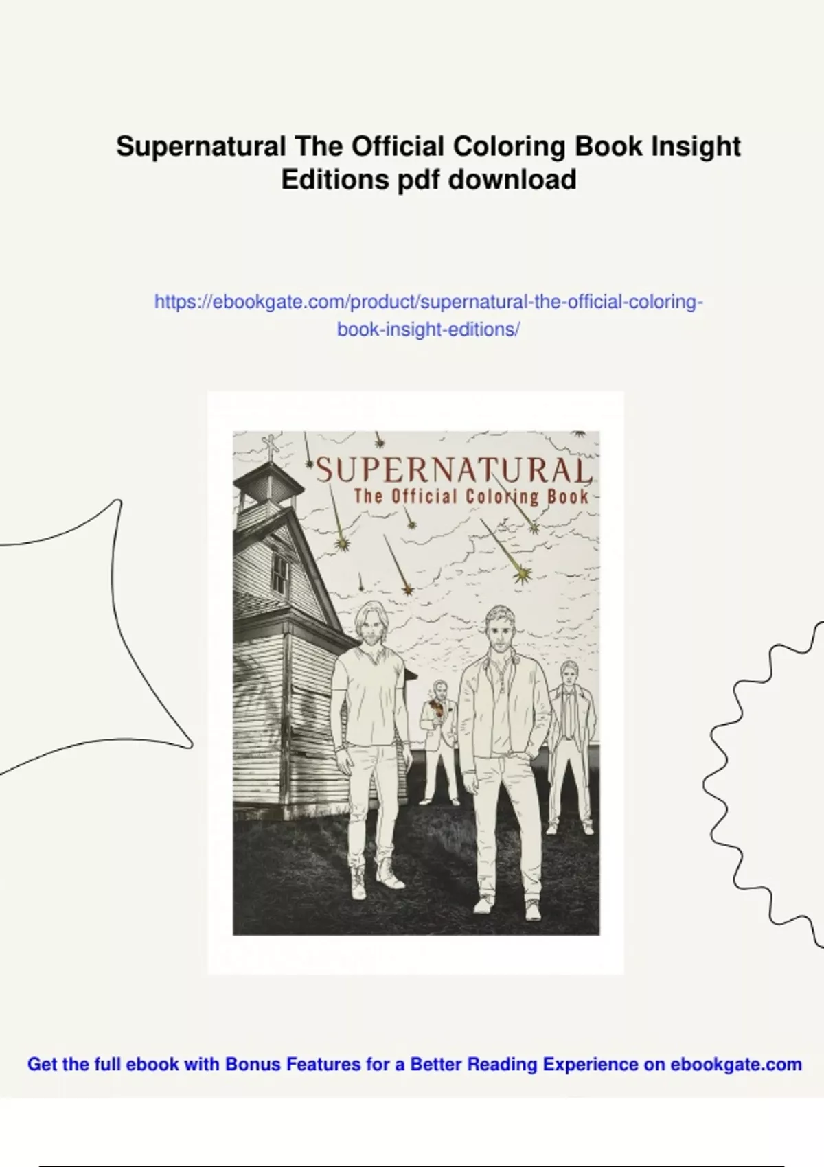 Summary Supernatural The Official Coloring Book Insight Editions ...