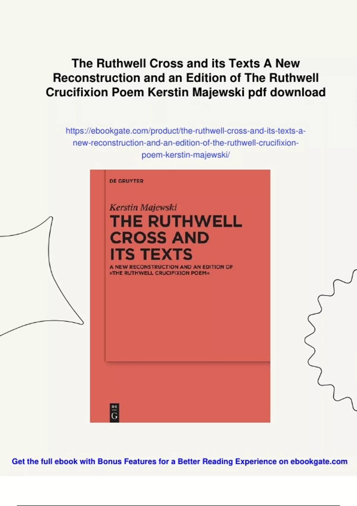 Summary The Ruthwell Cross and its Texts A New Reconstruction and an ...