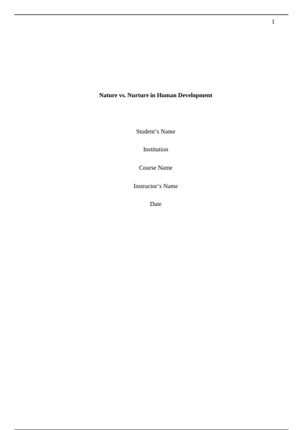 Nature vs nurture in human development - Human Development - Stuvia US
