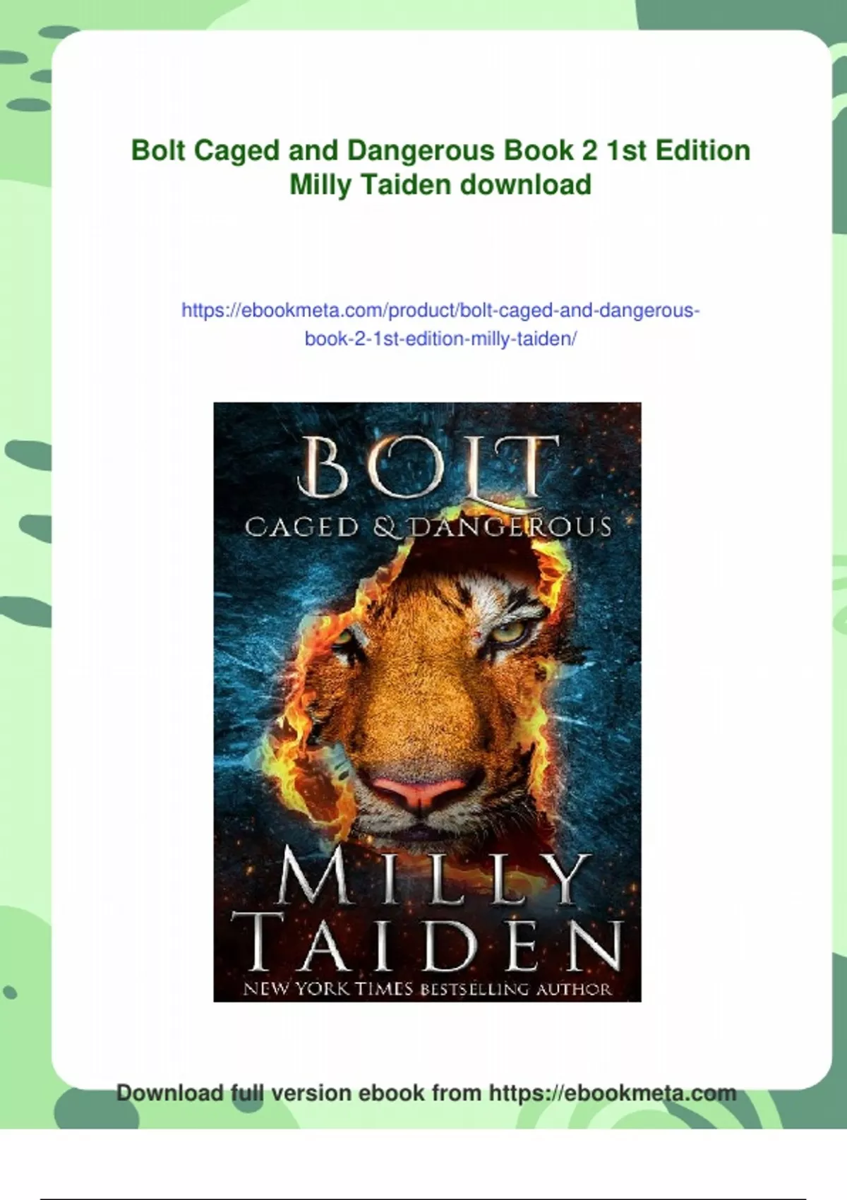 Summary Bolt Caged and Dangerous Book 2 1st Edition Milly Taiden ...