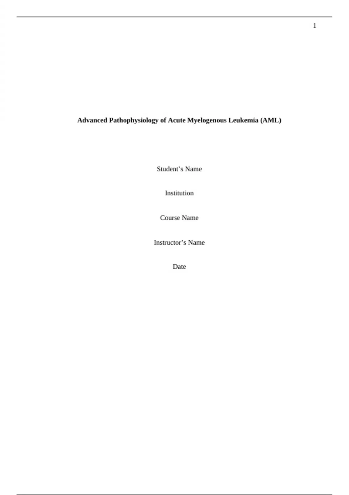 Advanced Pathophysiology of Acute Myelogenous Leukemia (AML) - Leukemia ...