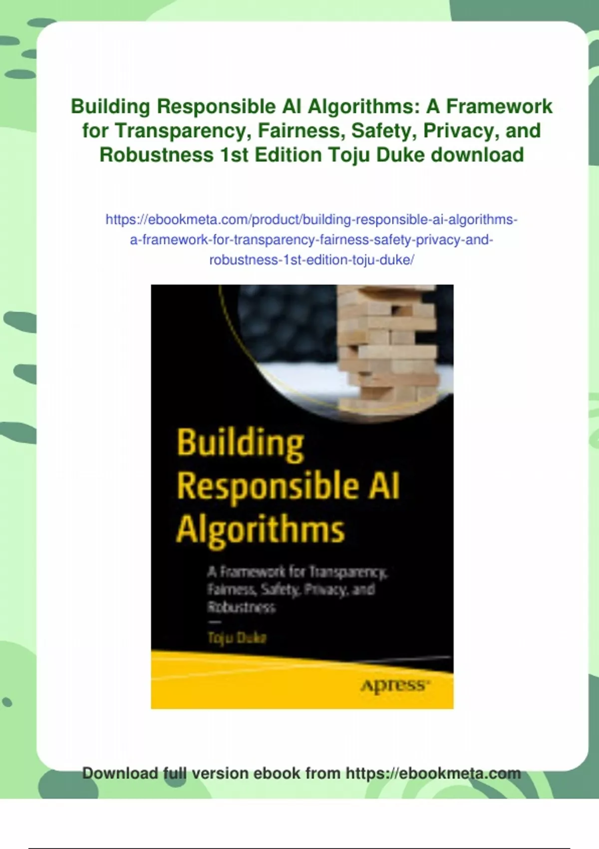 Summary Building Responsible AI Algorithms: A Framework for ...