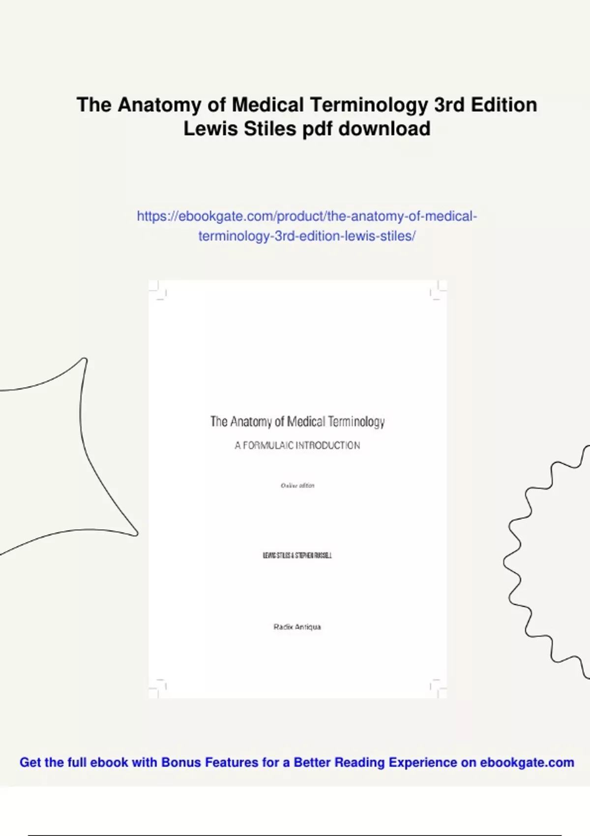 Summary The Anatomy of Medical Terminology 3rd Edition Lewis Stiles ...