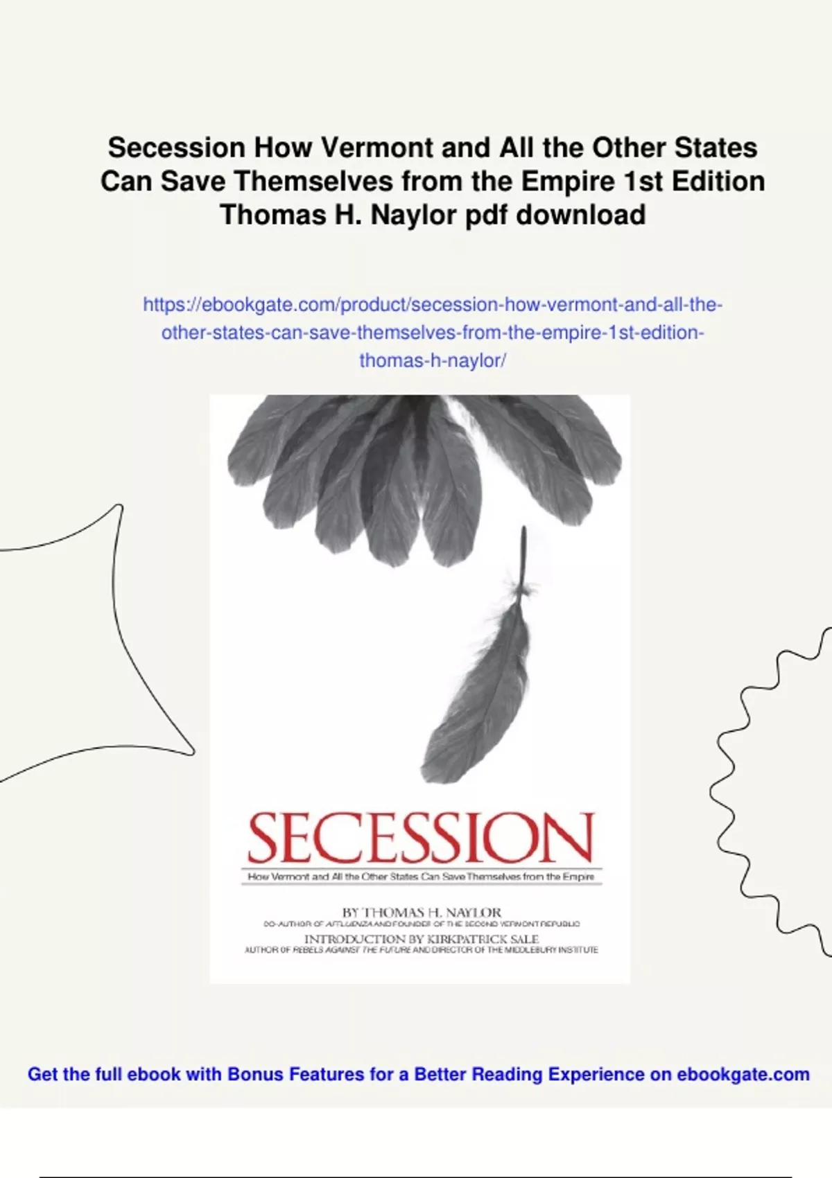 Summary Secession How Vermont and All the Other States Can Save ...