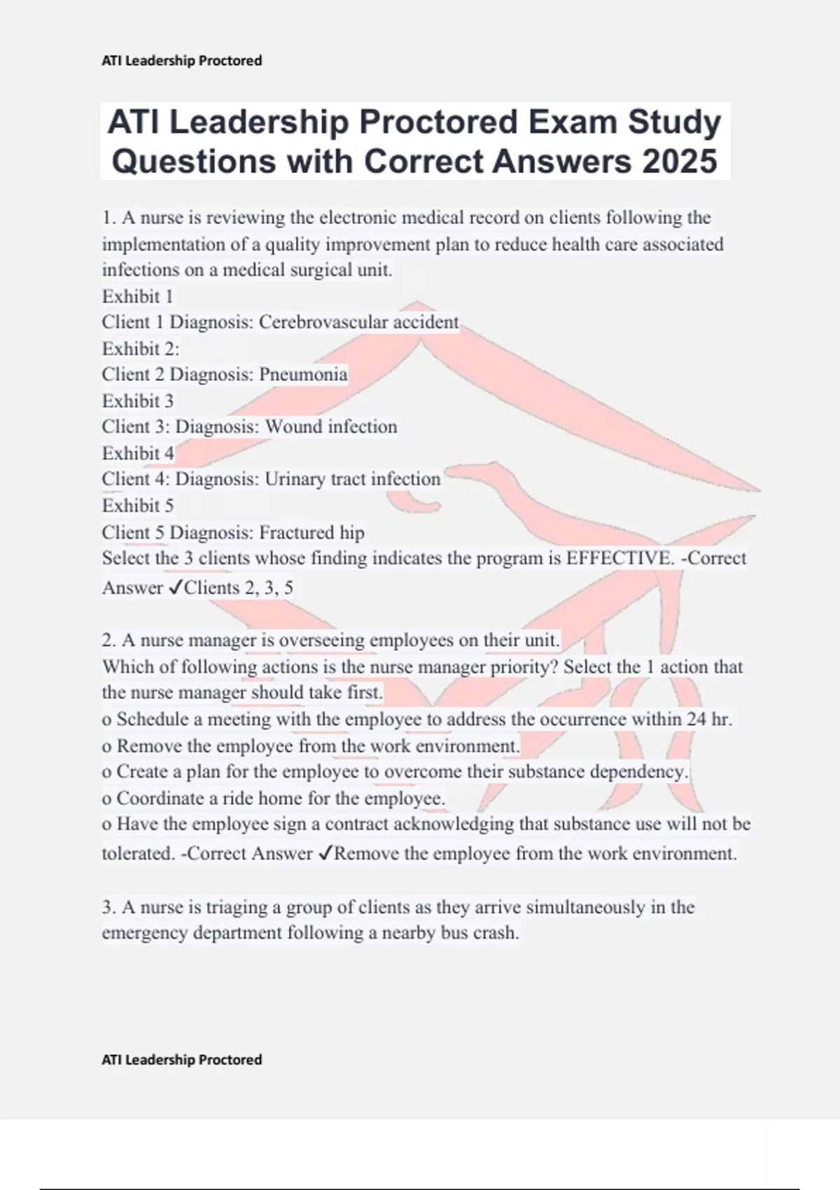 ATI Leadership Proctored Exam Study Questions with Correct Answers 2025 - ATI Leadership - Stuvia US