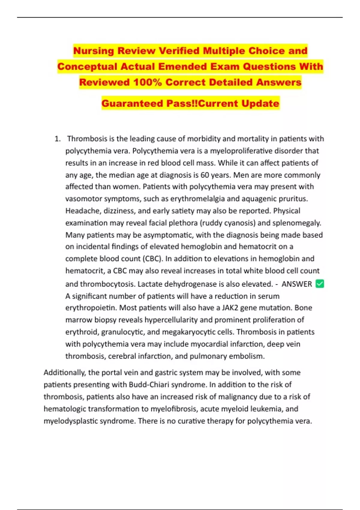 Nursing Review Verified Multiple Choice and Conceptual Actual Emended ...