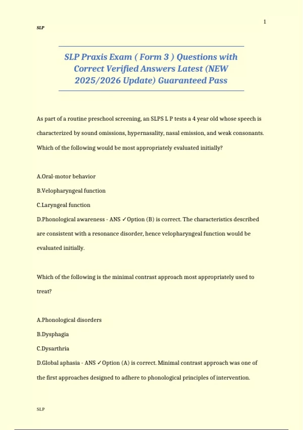 SLP Praxis Exam ( Form 1) (Form 2) (Form 3), Prep & Review BUNDLED ...