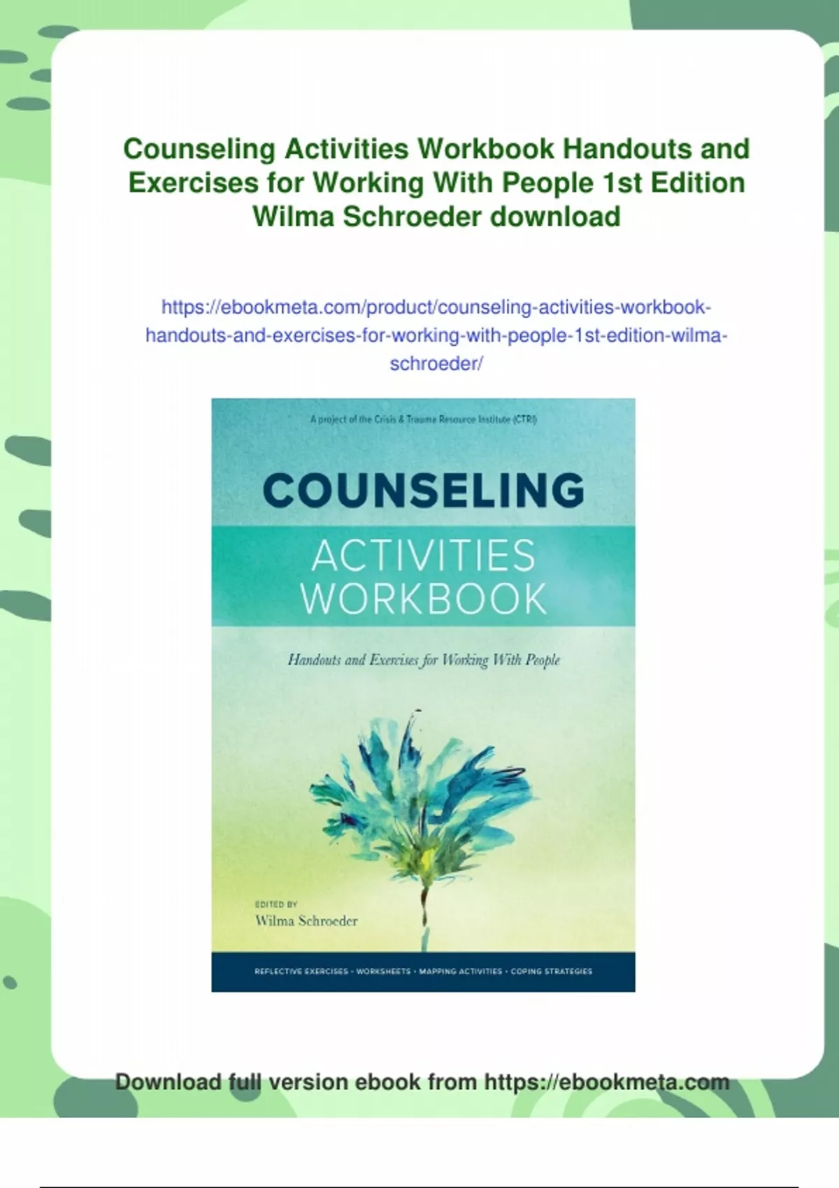 Summary Counseling Activities Workbook Handouts and Exercises for ...
