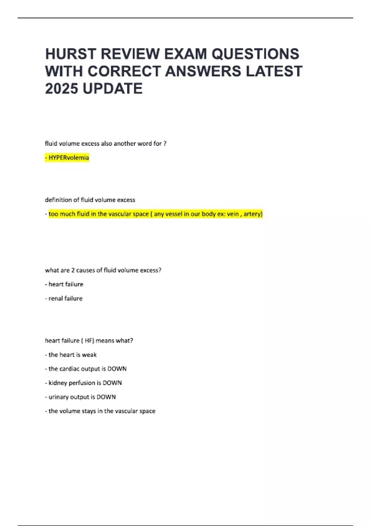 HURST REVIEW EXAM QUESTIONS WITH CORRECT ANSWERS LATEST 2025 UPDATE ...