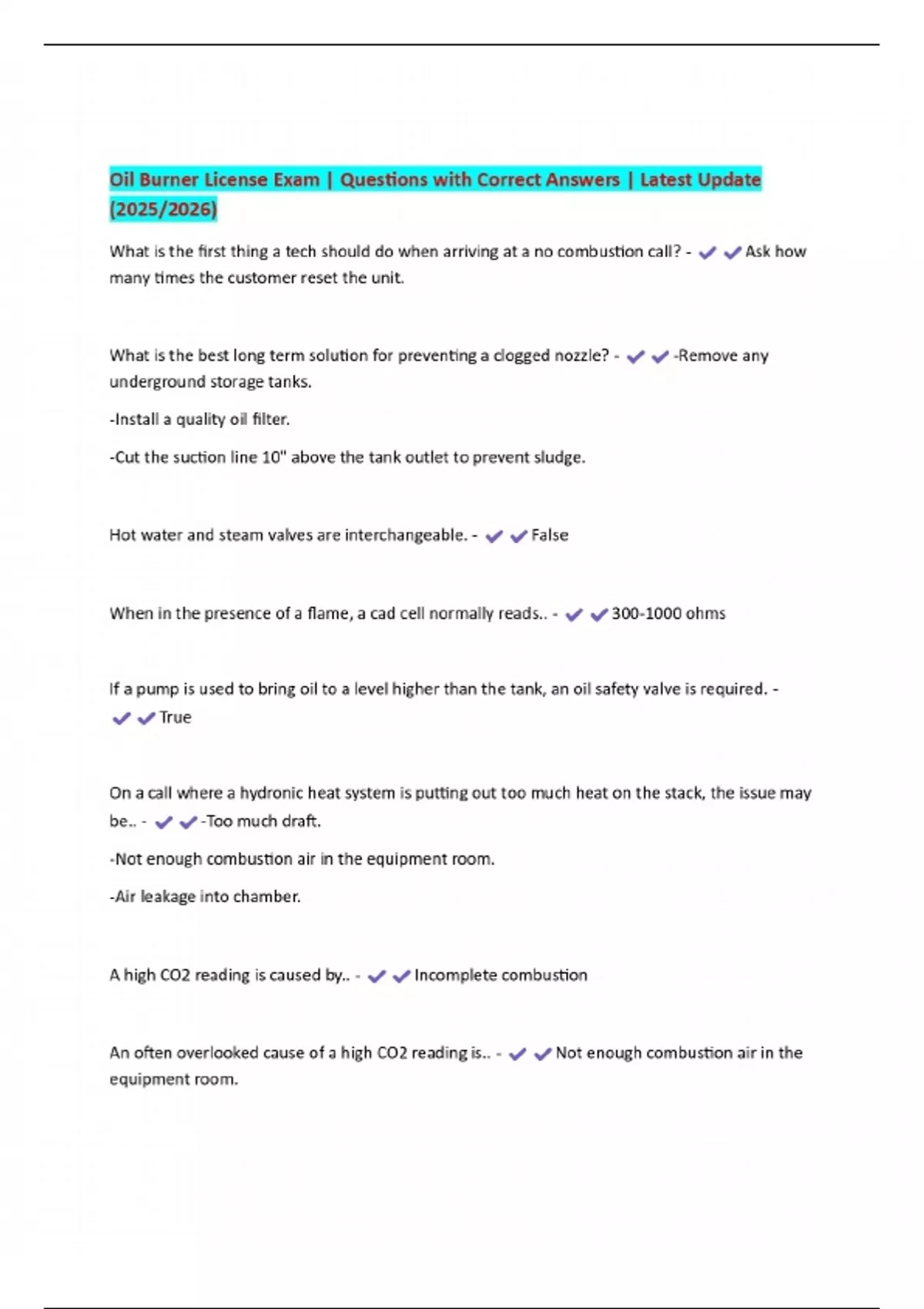 Oil Burner License Exam | Questions with Correct Answers | Latest ...