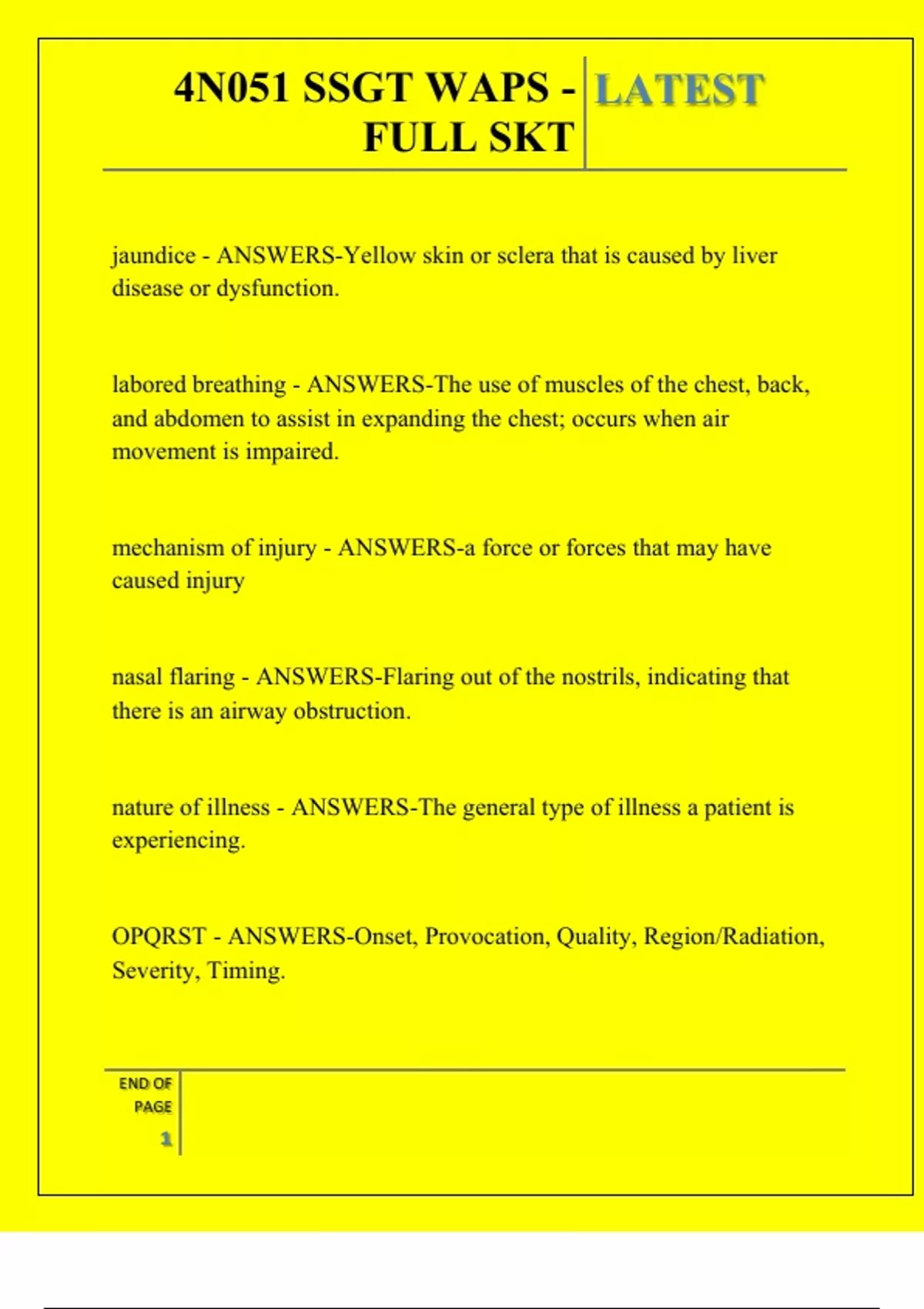 4N051 SSGT WAPS - FULL SKT QUESTIONS AND ANSWERS 2025 - 4N051 SSGT WAPS - FULL SKT - Stuvia US