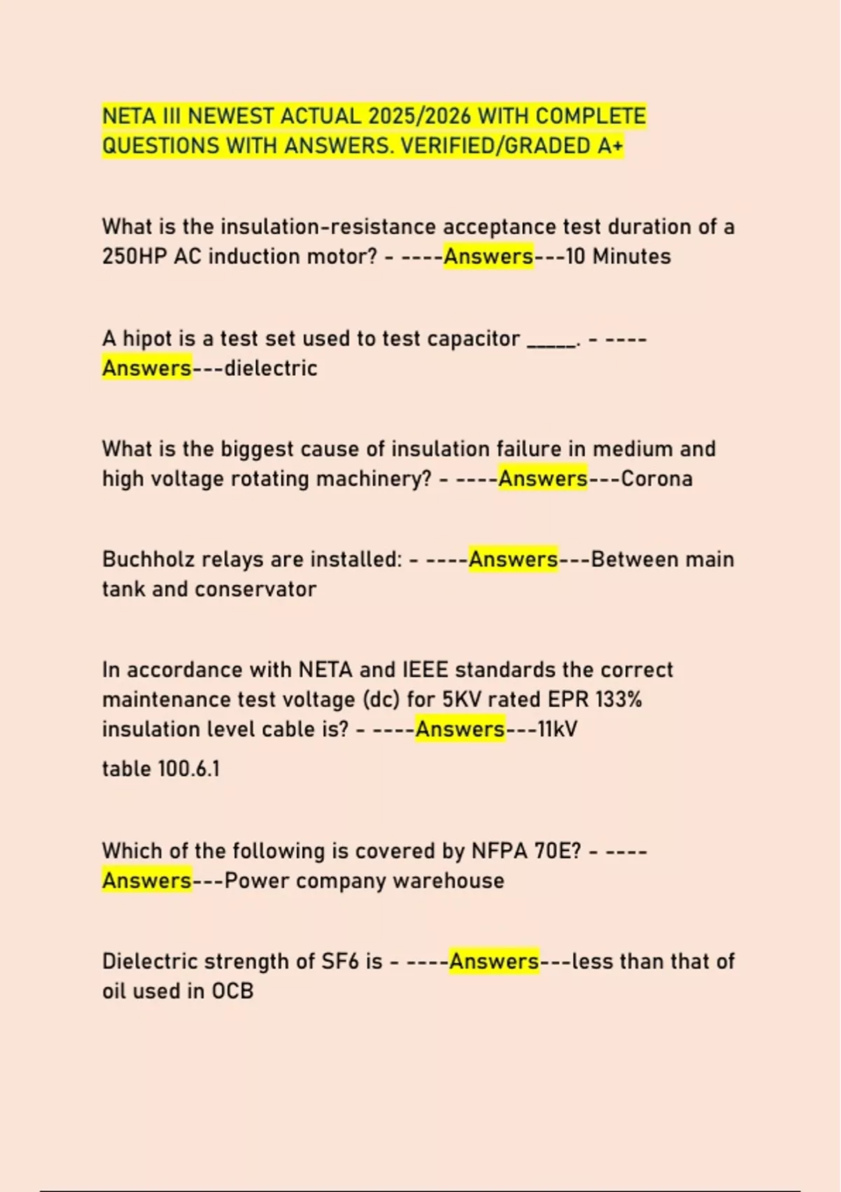 NETA III NEWEST ACTUAL 2025/2026 WITH COMPLETE QUESTIONS WITH ANSWERS ...