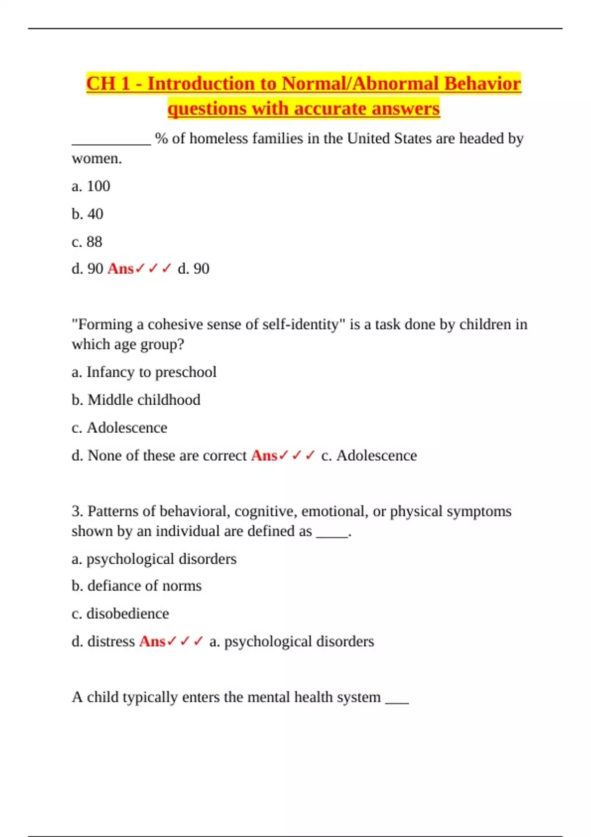 CH 1 – Introduction to Normal and Abnormal Behavior – Abnormal ...
