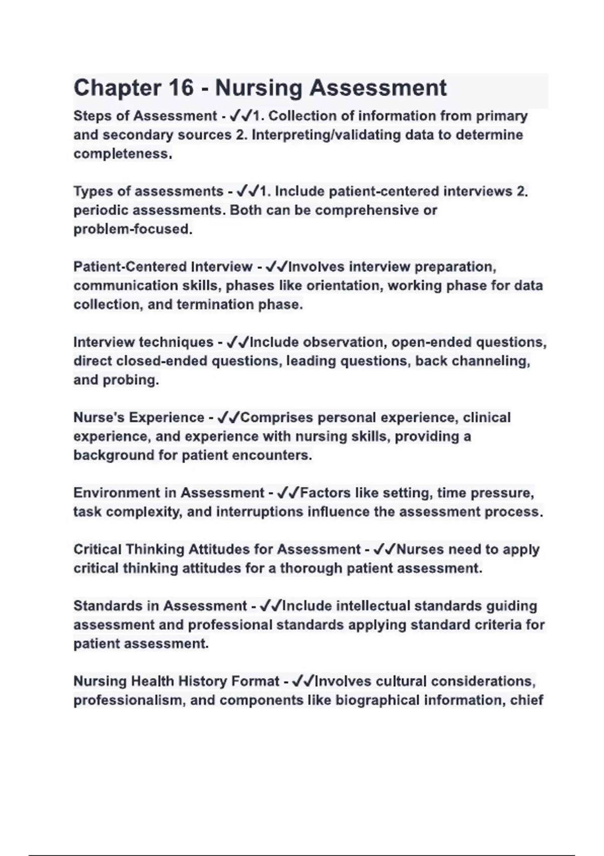 Chapter 16 Nursing Assessment New 2025 2026 Update Questions And
