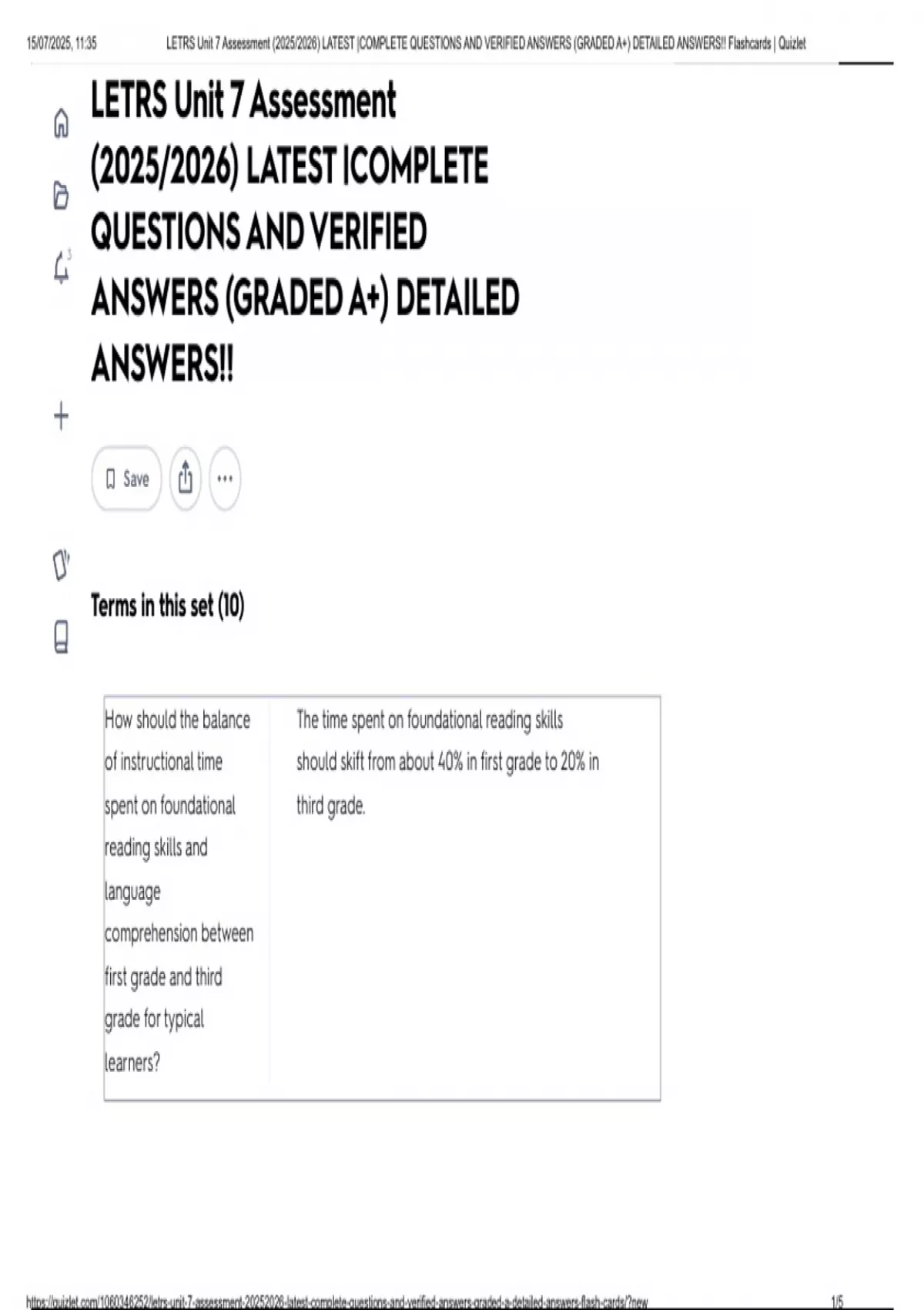 LETRS Unit 7 Assessment (2025/2026) LATEST |COMPLETE QUESTIONS AND ...