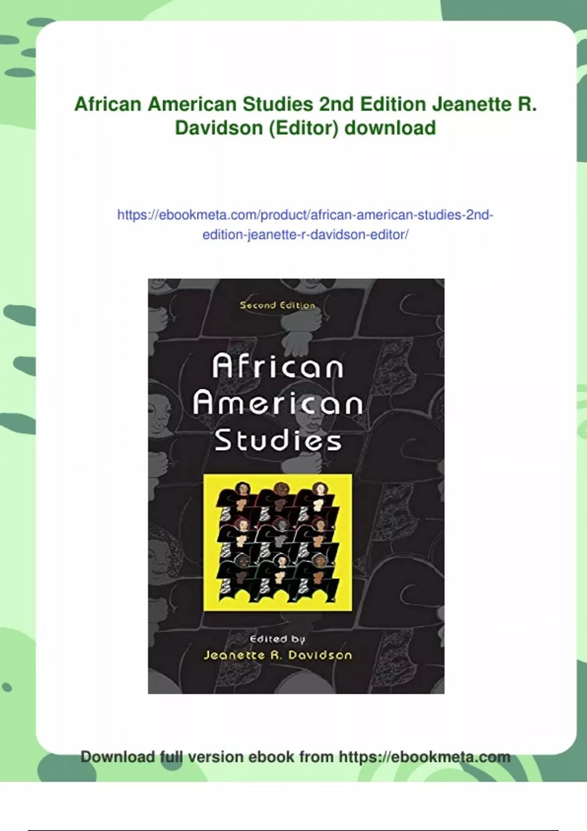 Summary African American Studies 2nd Edition Jeanette R. Davidson ...