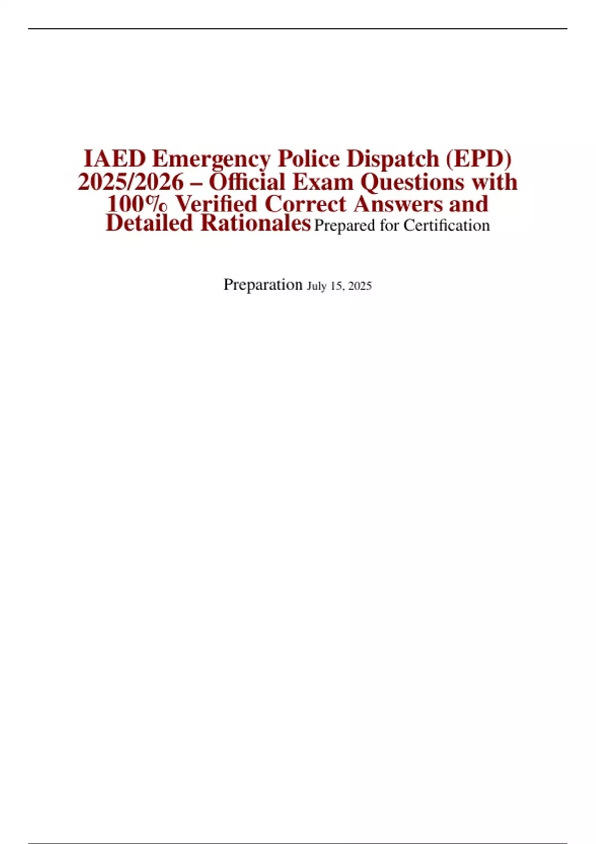 IAED Emergency Police Dispatch (EPD) 2025/2026 – Official Exam ...
