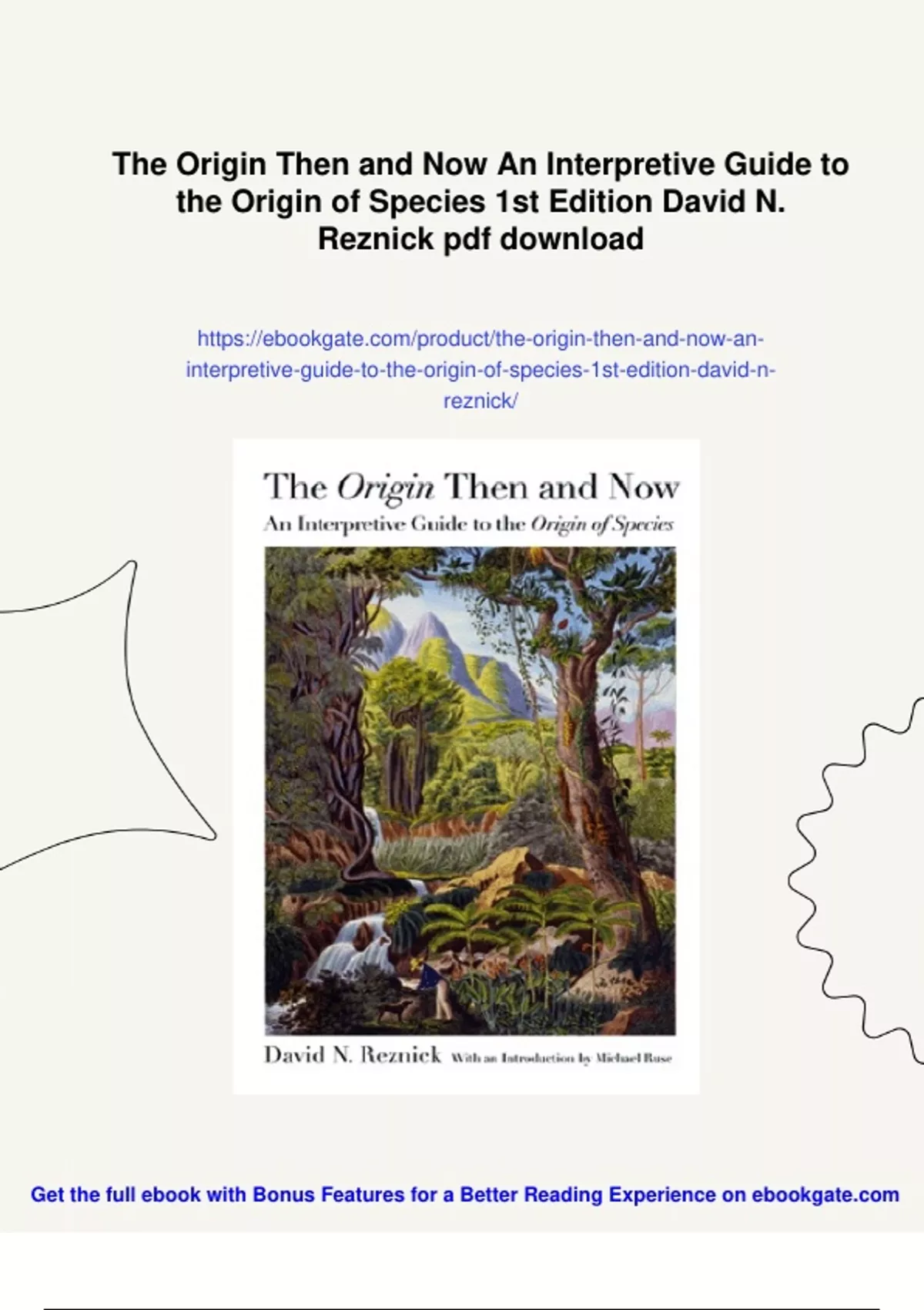 Summary The Origin Then and Now An Interpretive Guide to the Origin of ...