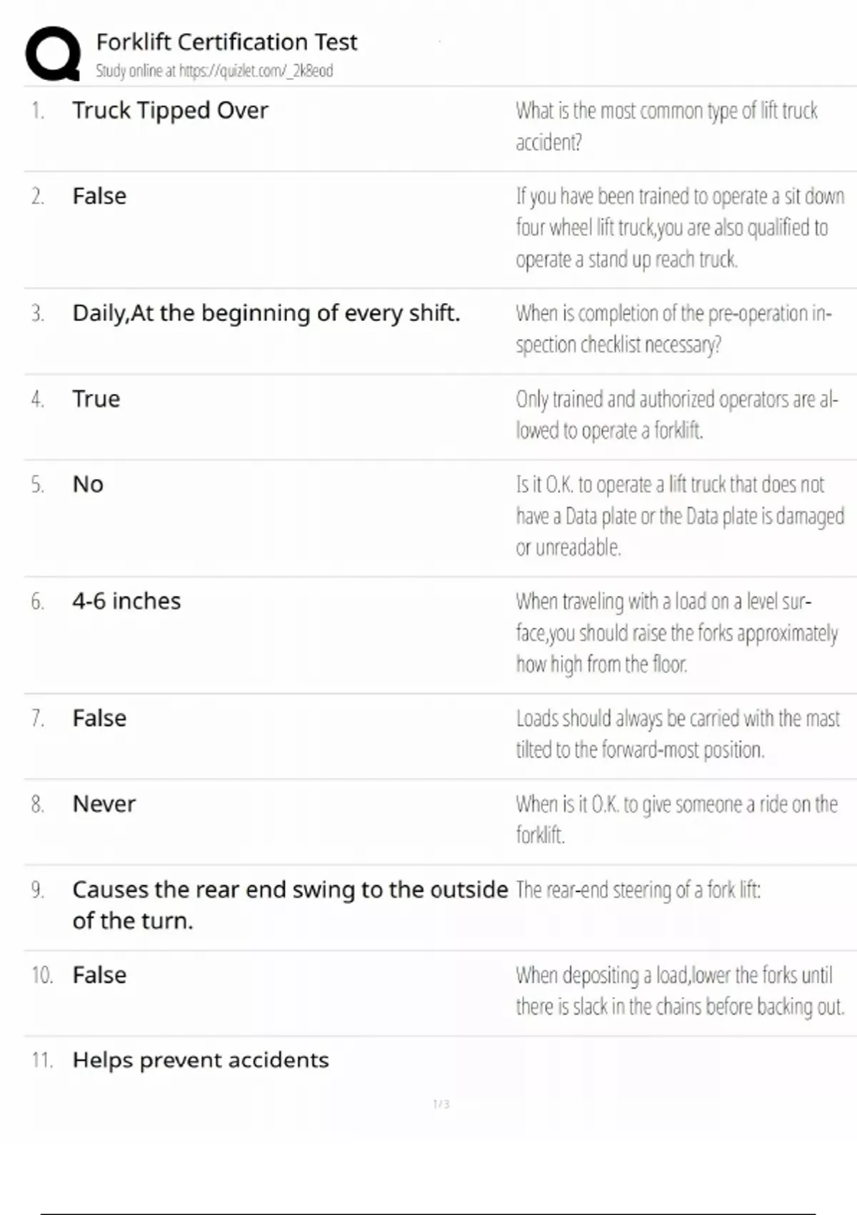 Forklift Certification / Score 100% / 2025 Update / Practice Test ...