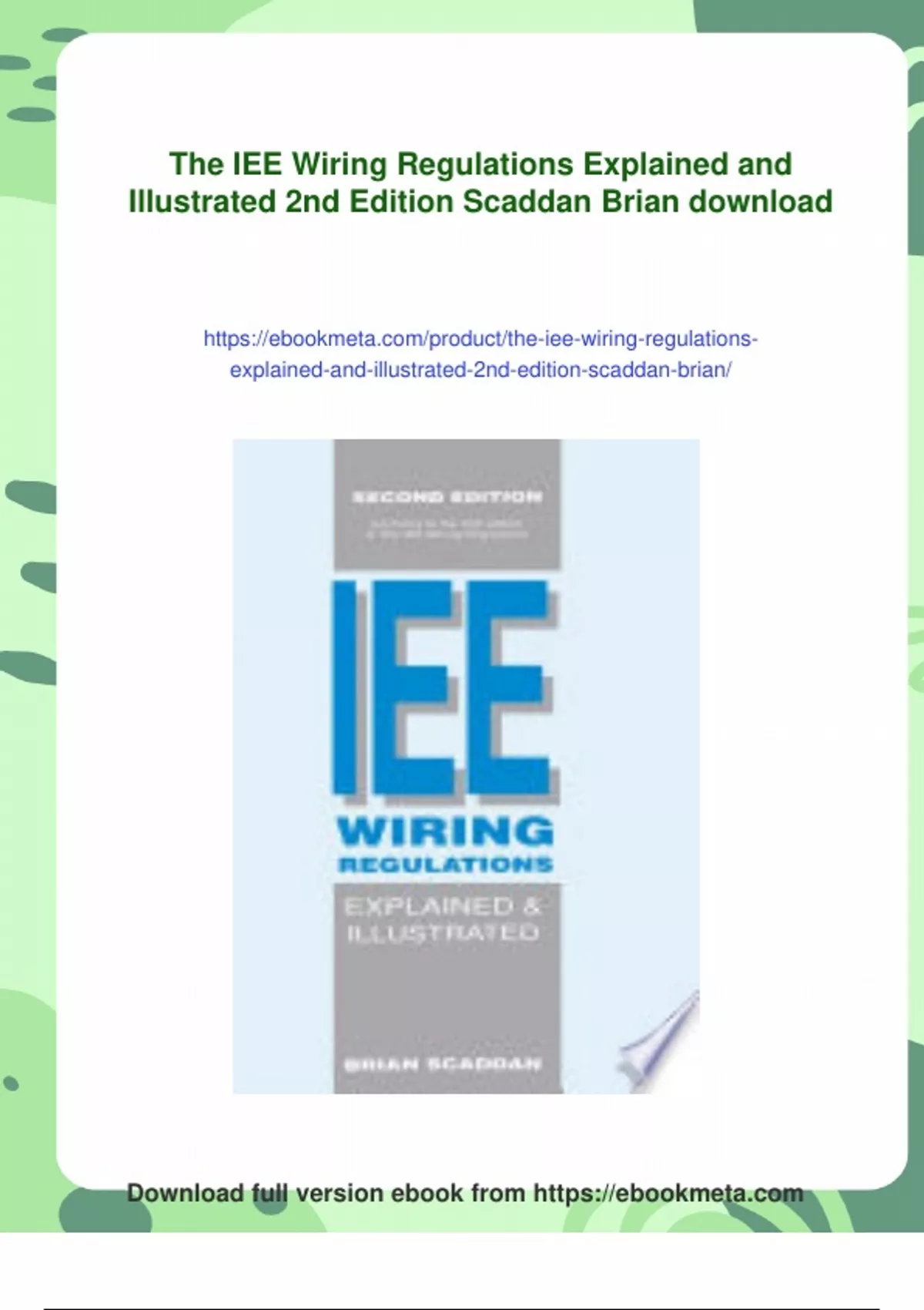 Summary The IEE Wiring Regulations Explained and Illustrated 2nd ...