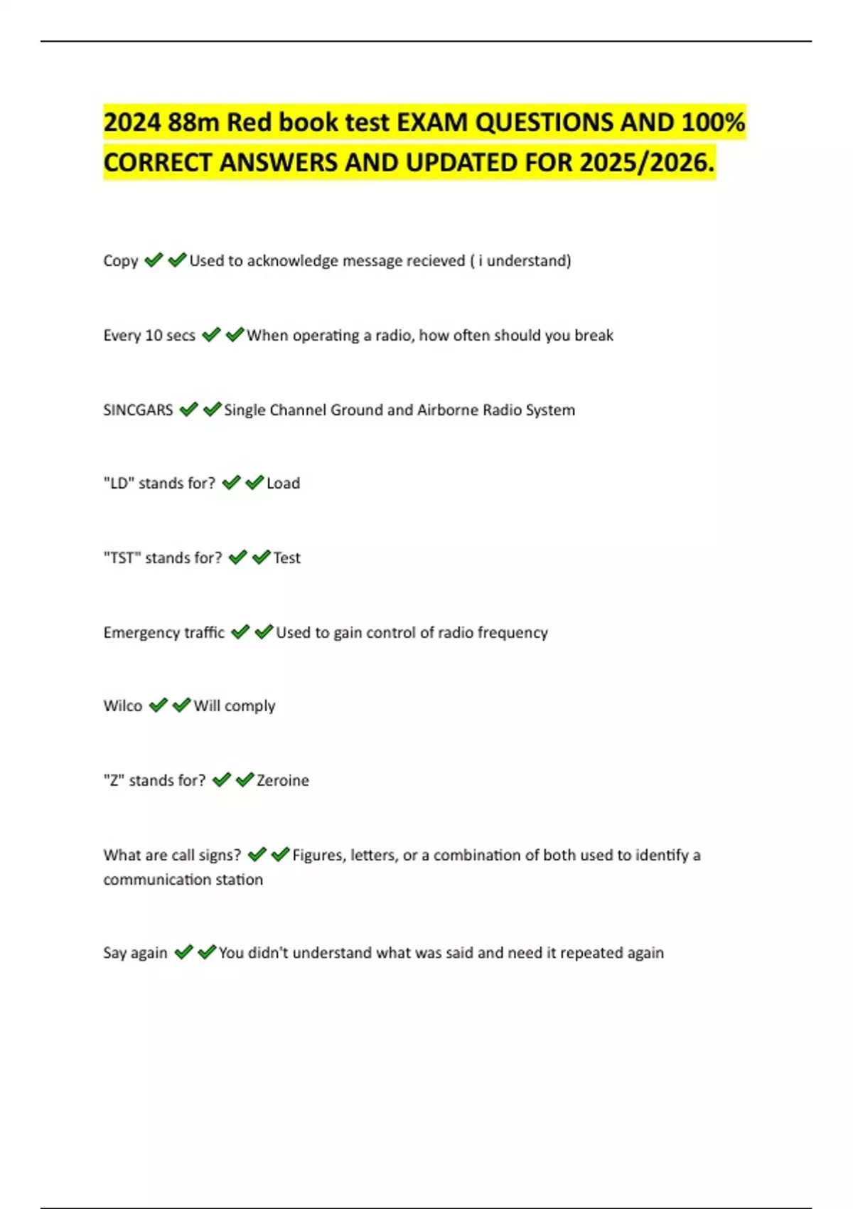 2024 88m Red book test EXAM QUESTIONS AND 100% CORRECT ANSWERS AND ...