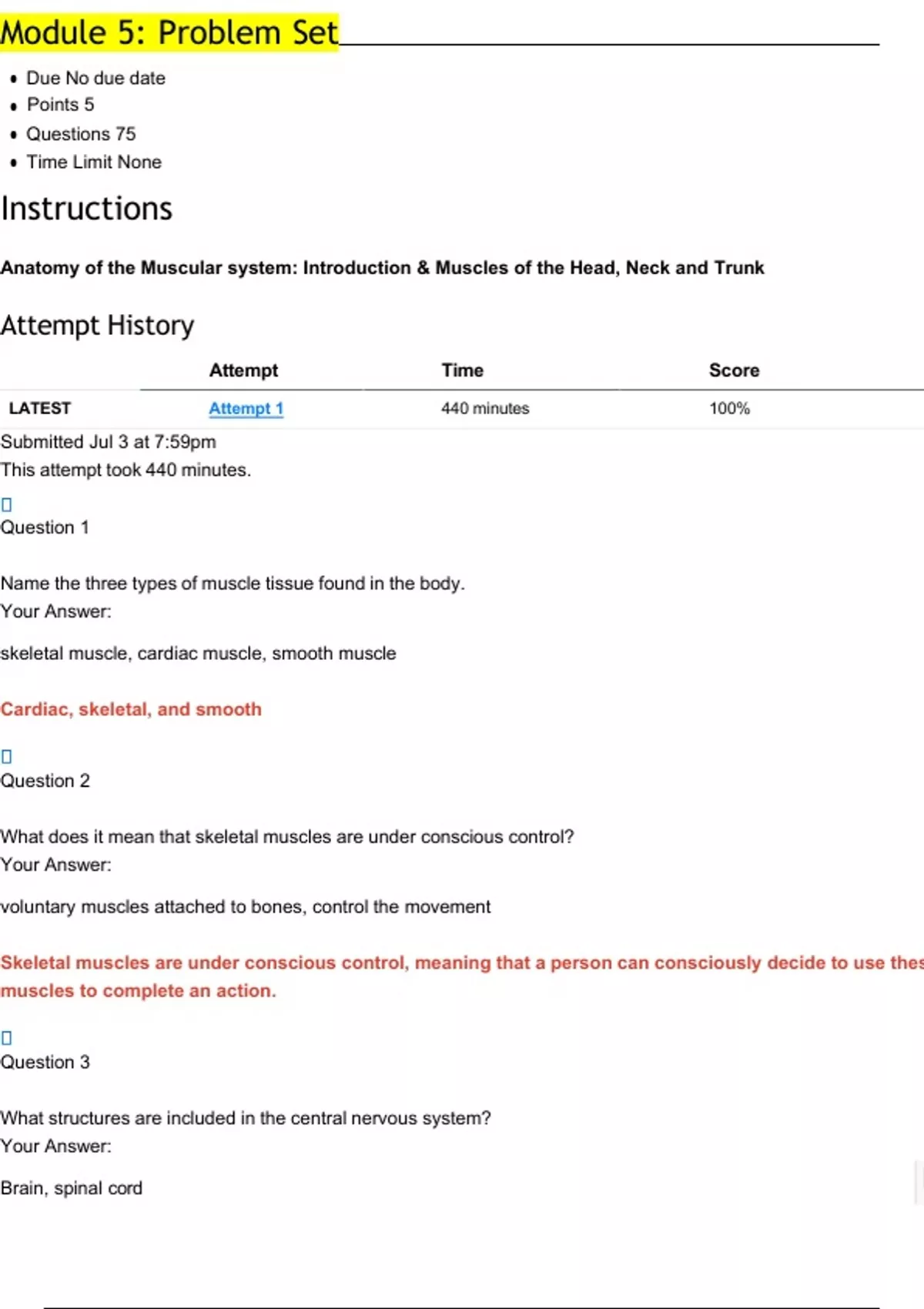 Portage Learning BIOD 151; Module 5: Problem Set: Essential Human ...