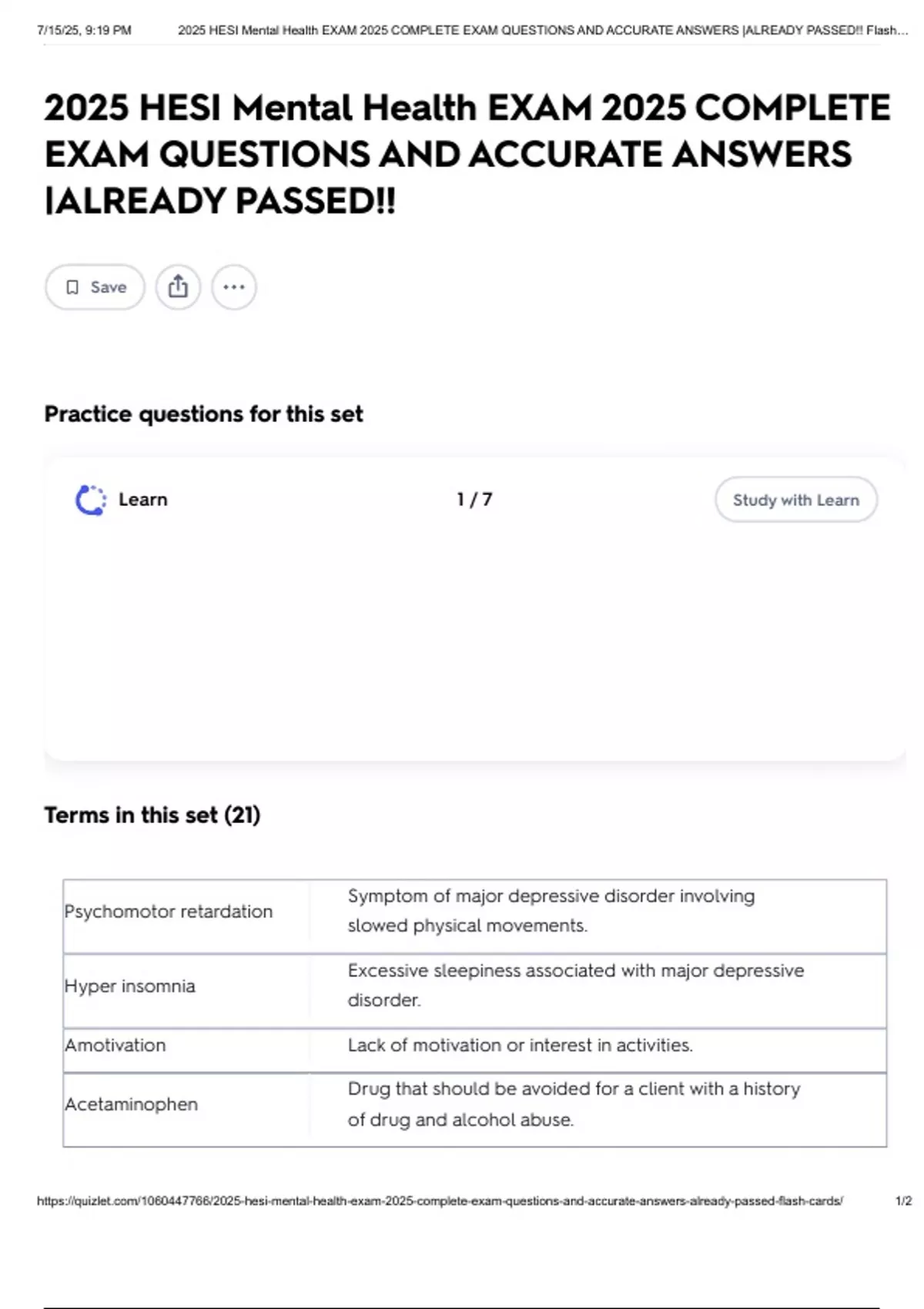 2025 HESI Mental Health EXAM 2025 COMPLETE EXAM QUESTIONS AND ACCURATE ...