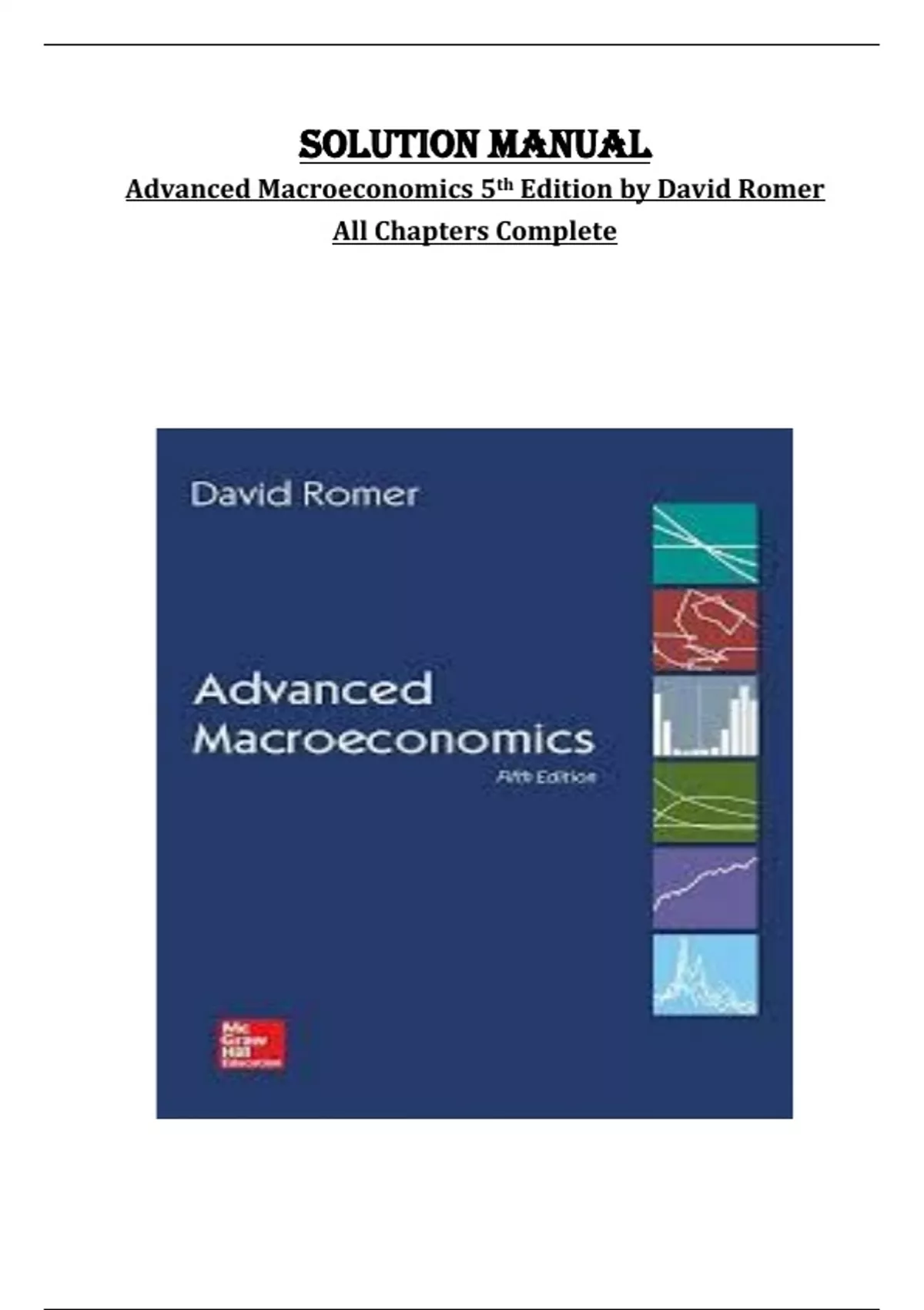 Solution Manual – Advanced Macroeconomics, 5th Edition by David Romer ...