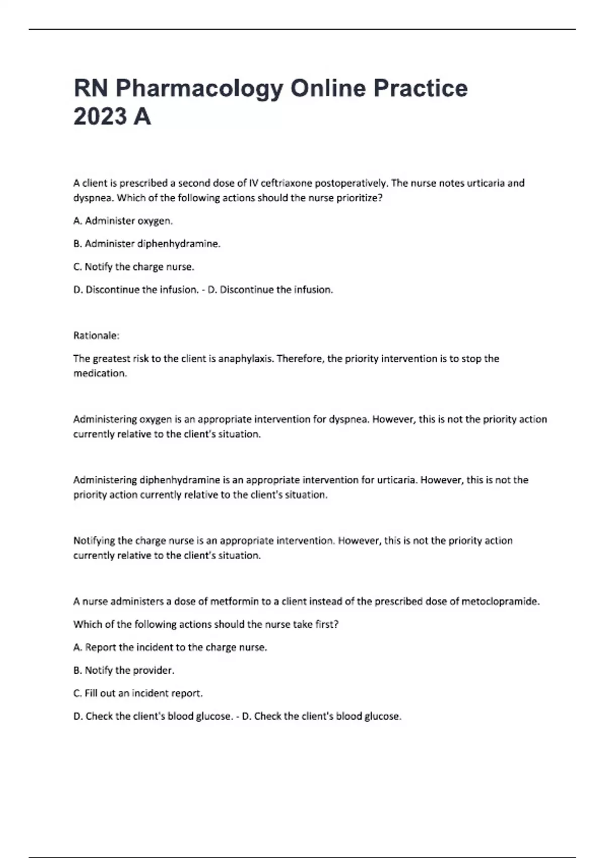 ATI RN Pharmacology Online Practice 2023 A Latest (2025 / 2026 Exam ...