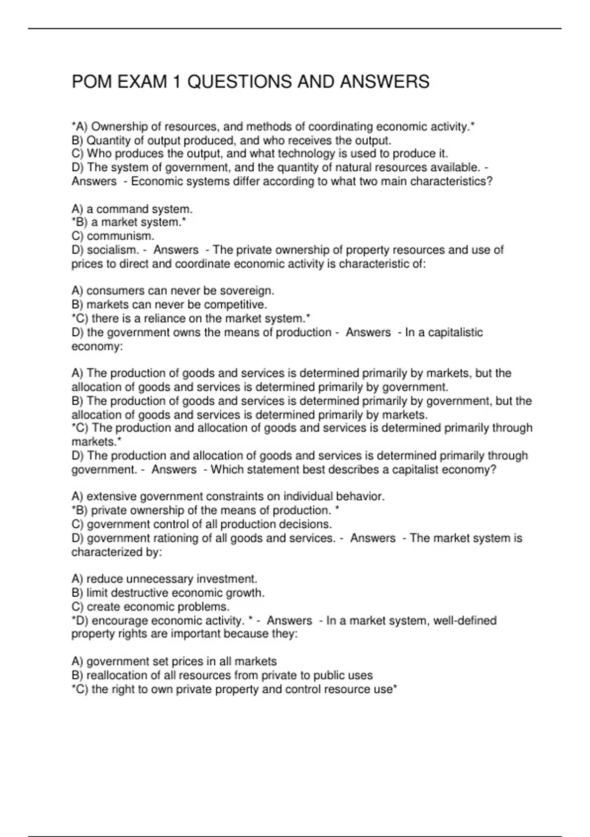 POM EXAM 1 QUESTIONS AND ANSWERS - POM - Stuvia US