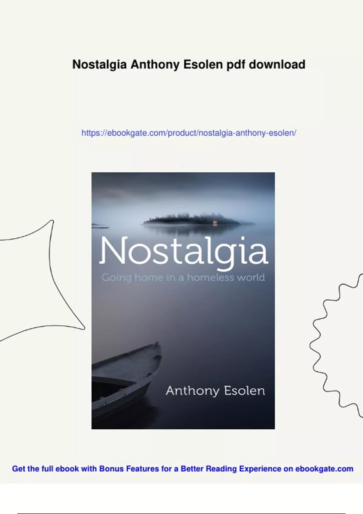 Summary Nostalgia Anthony Esolen - PDF Download - Ebookname - Stuvia US
