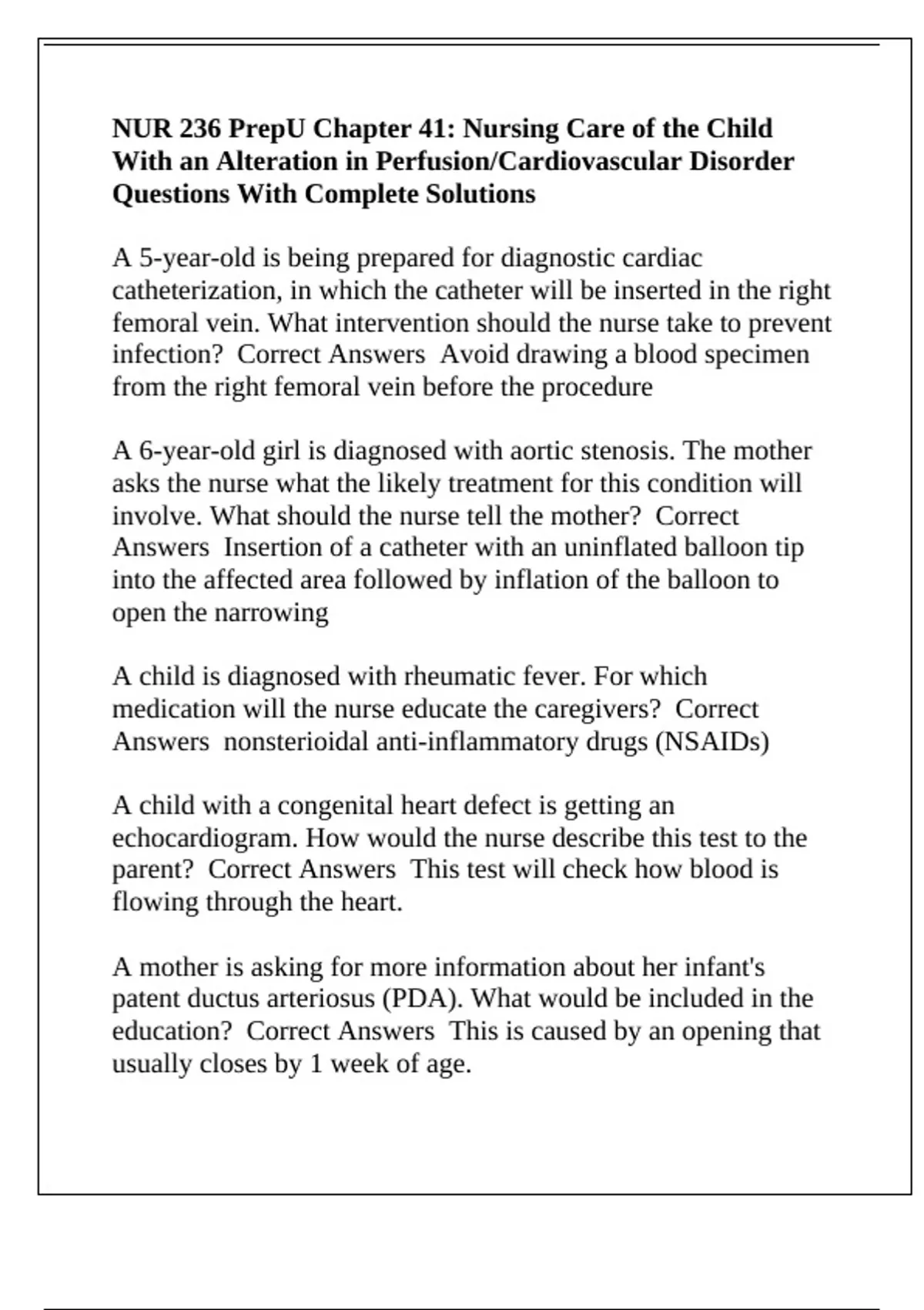 NUR 236 PrepU Chapter 41: Nursing Care of the Child With an Alteration ...