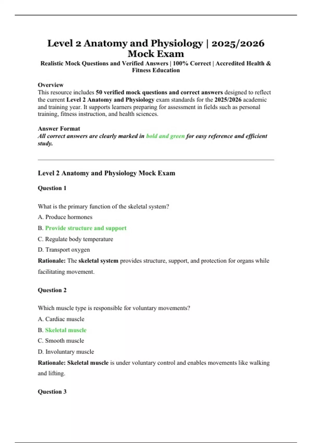 Level 2 Anatomy and Physiology | 2025/2026 Mock Exam | Realistic Mock ...