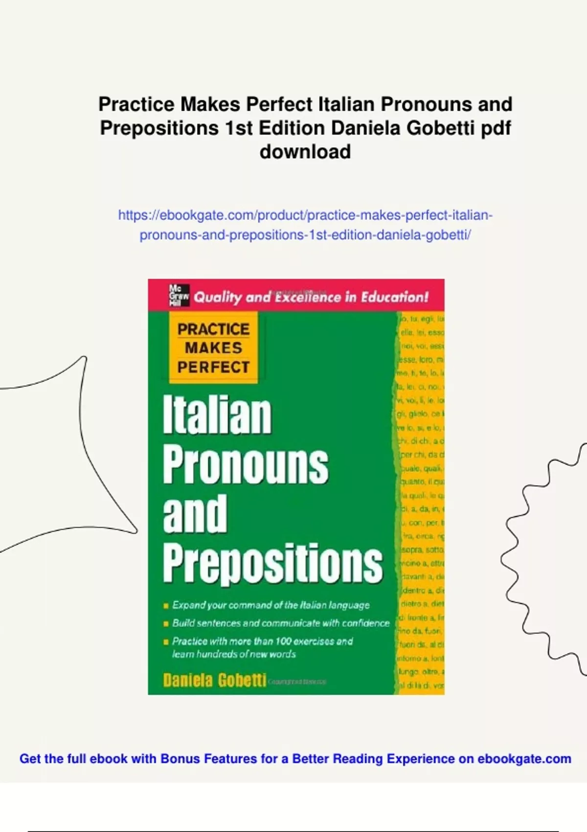 Summary Practice Makes Perfect Italian Pronouns and Prepositions 1st ...