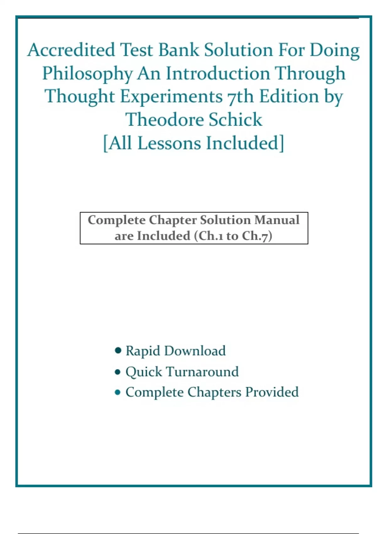 Accredited Test Bank Solution For Doing Philosophy An Introduction ...